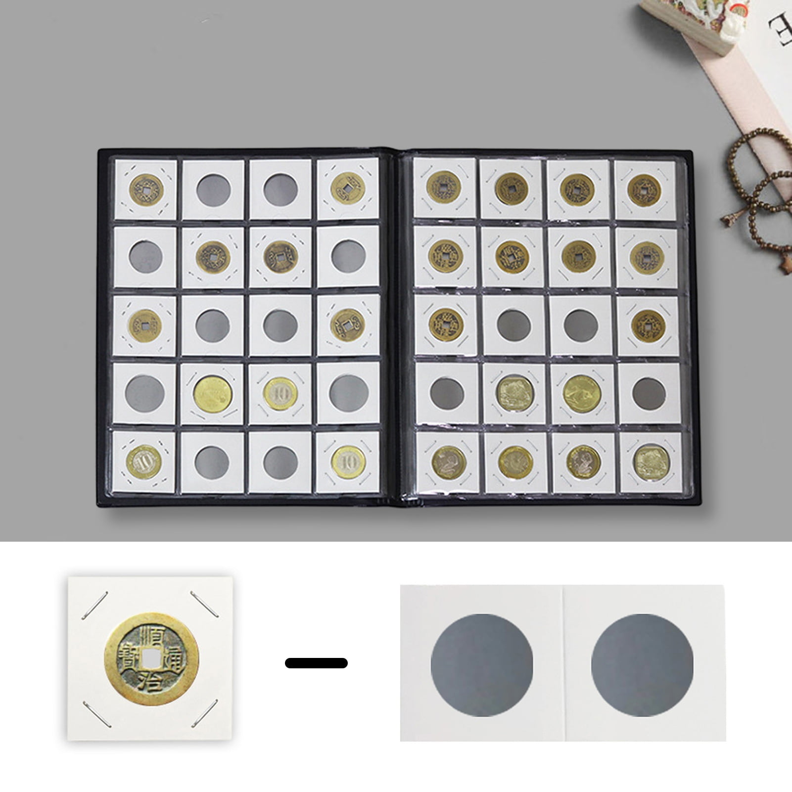 Tnobhg 50Pcs Coin Clip Durable Coin Collection Cardboard Holder Clear ...