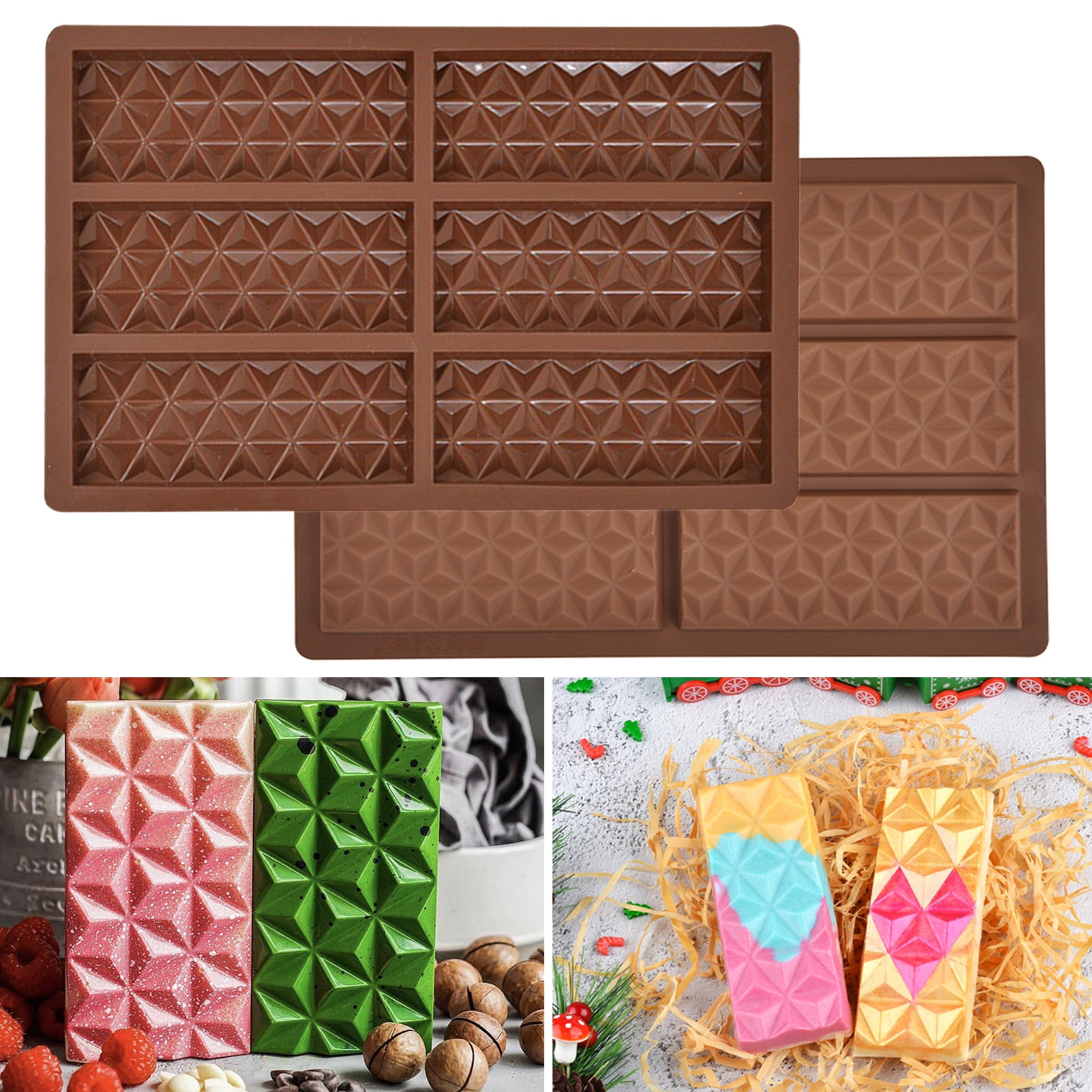Tnobhg 6 Cavities Chocolate Mold Rectangular Shaped Silicone Candy Bar ...