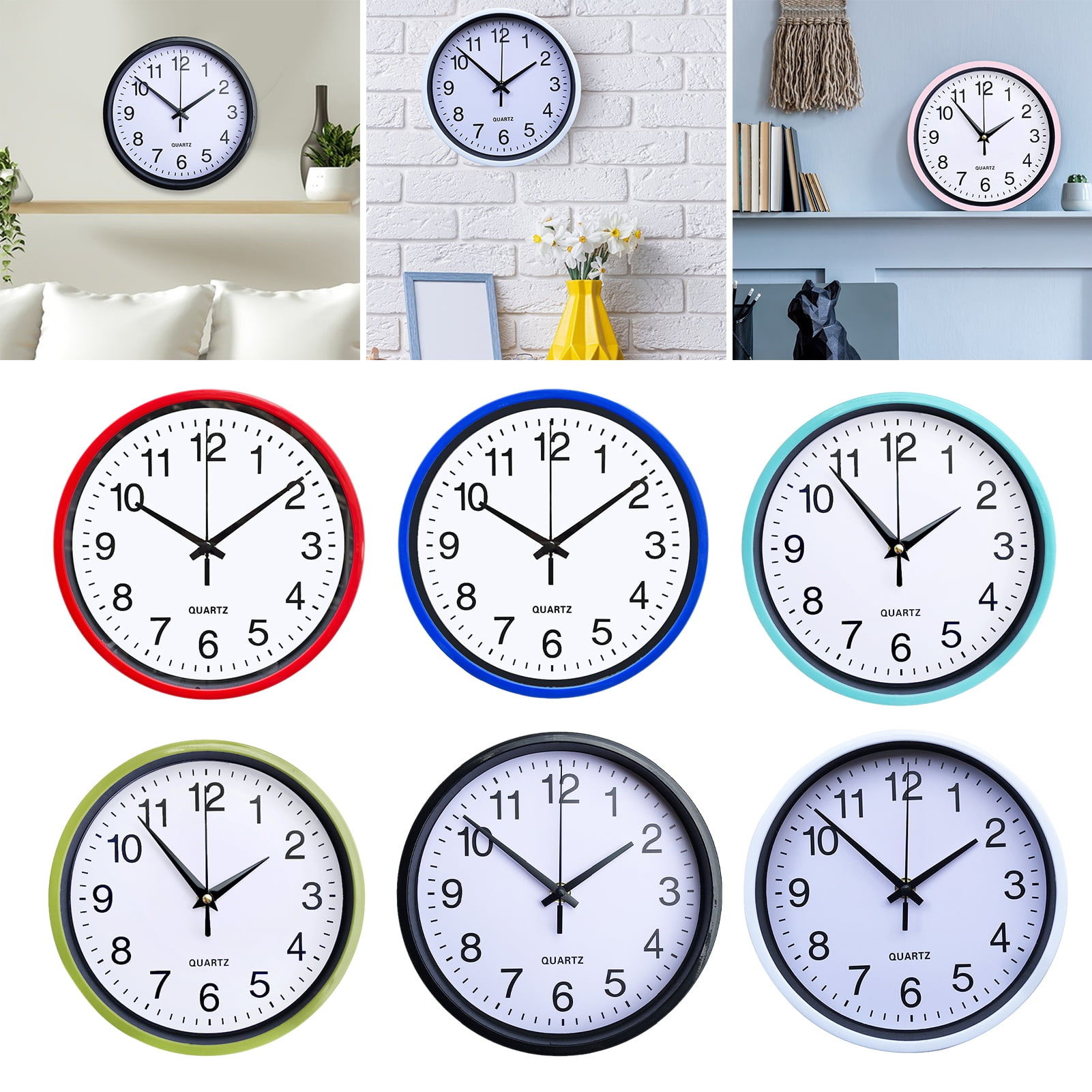 Tnobhg 8 Inch Wall Clock Silent Non-Ticking Hanging Clock Large Number ...