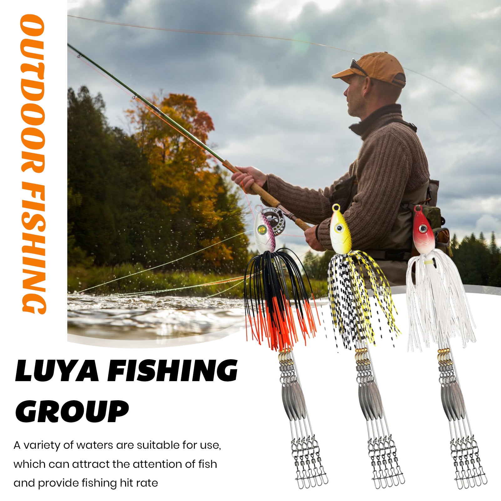 Tnobhg Artificial Umbrella Rig Fishing Lure Vibrant Color Reusable ...