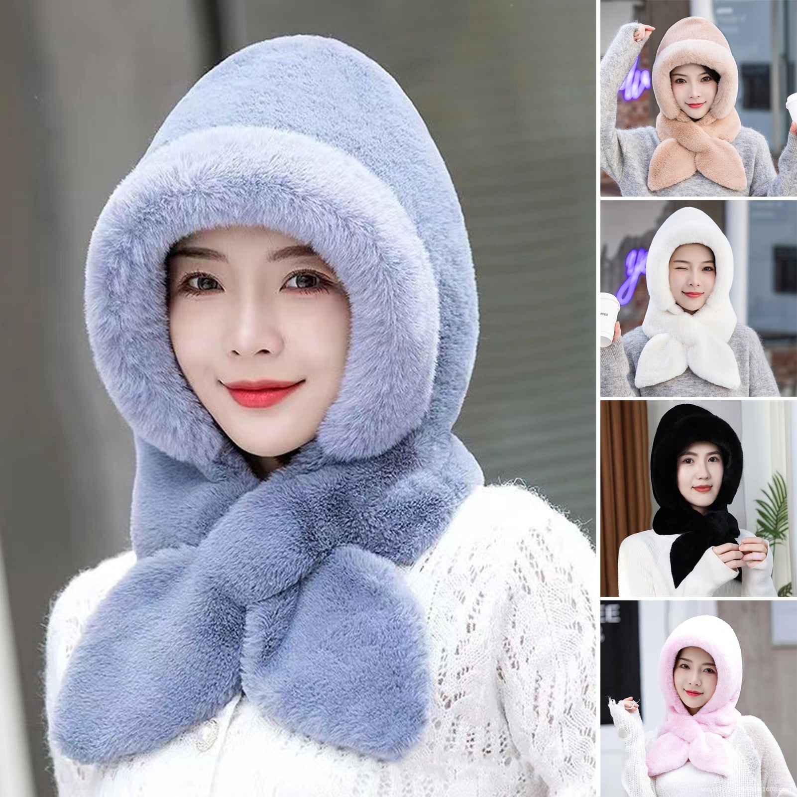 Tnobhg Autumn Winter Warm Hat Plush Lining Windproof Integrated ...