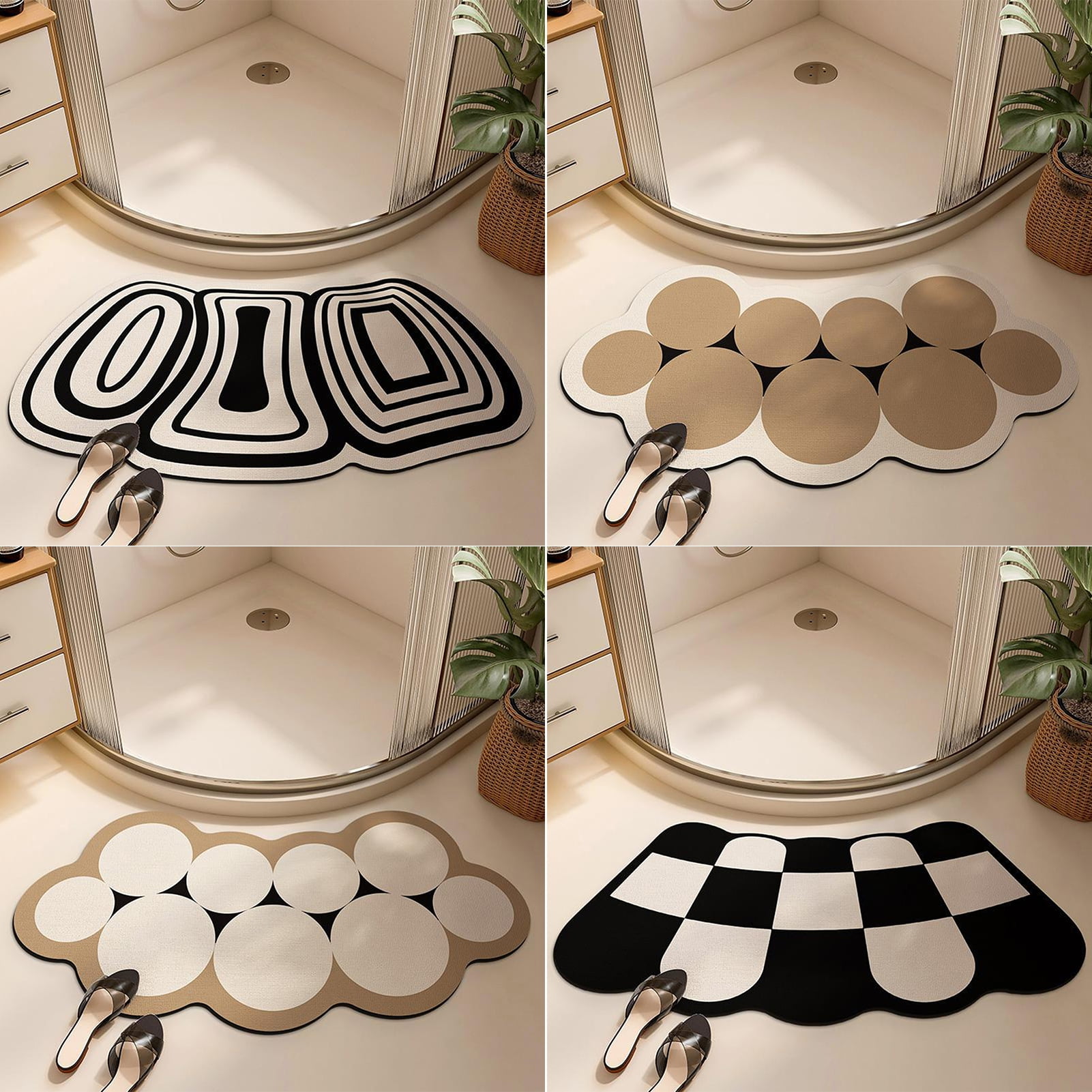 Tnobhg Bathroom Curved Mat Quick-Drying Non-Slip Convenient Storage ...