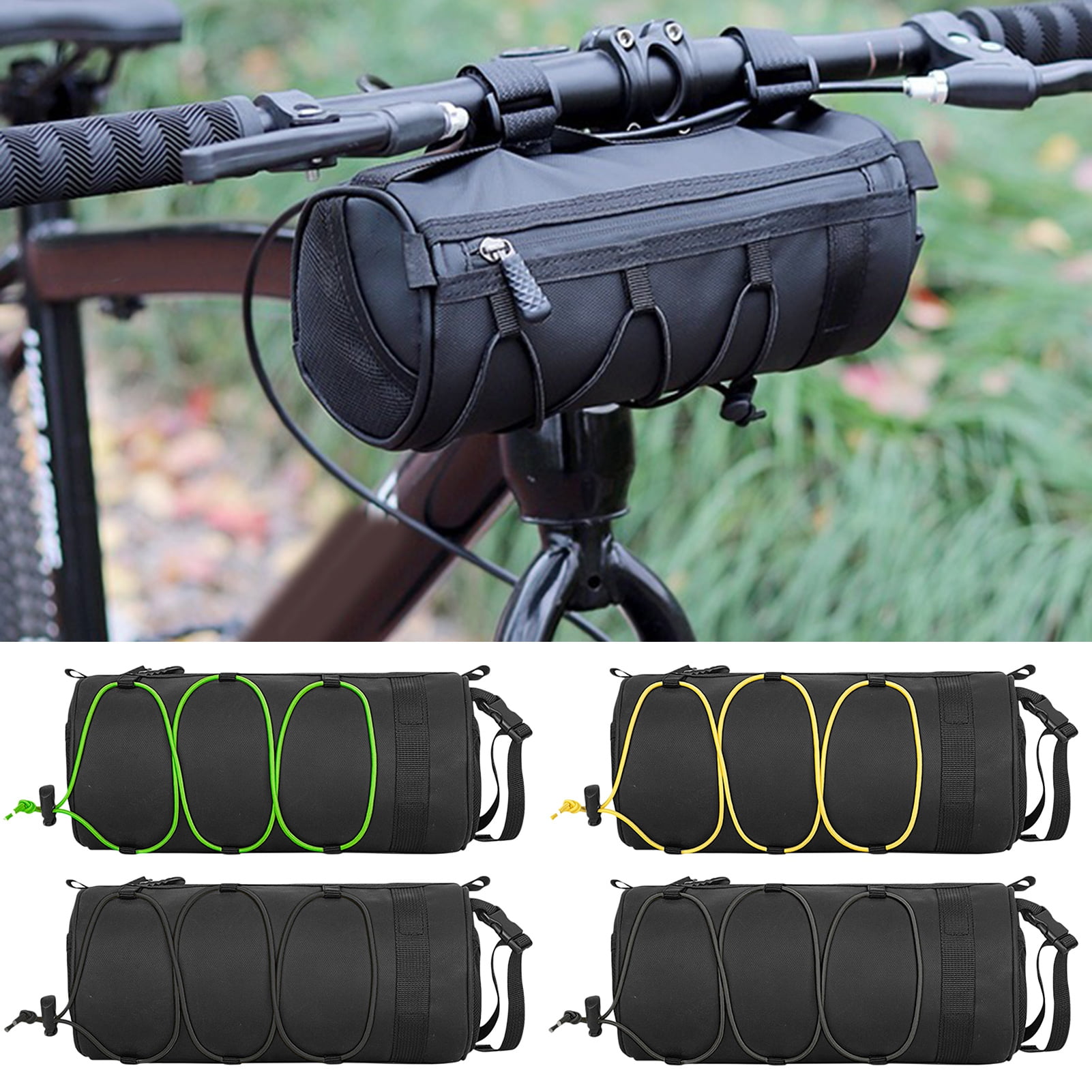Tnobhg Bike Handlebar Bag with Shoulder Strap Zipper Closure Fastener ...