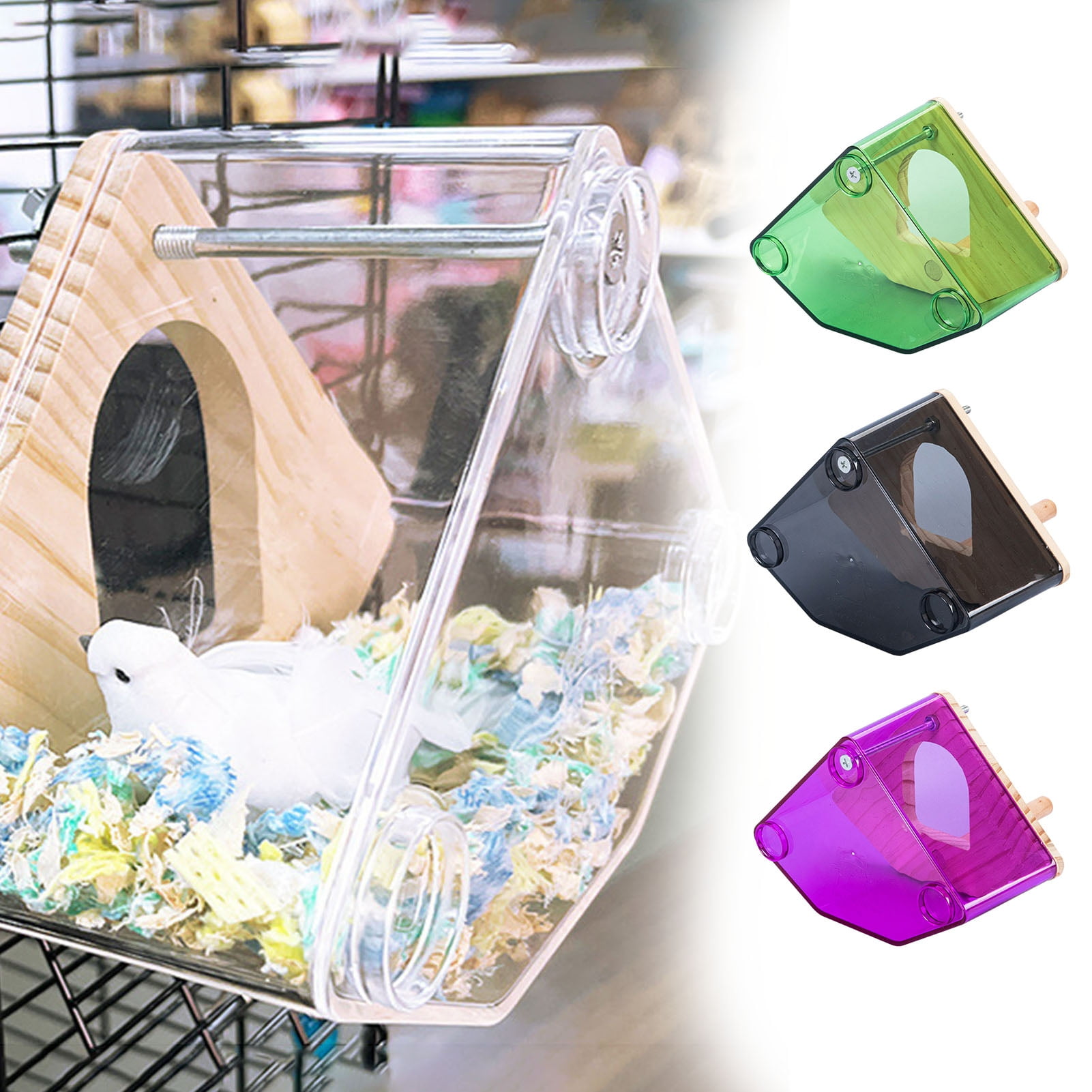 Tnobhg Bird Nest Transparent Wood Bird House with Perch Easy ...