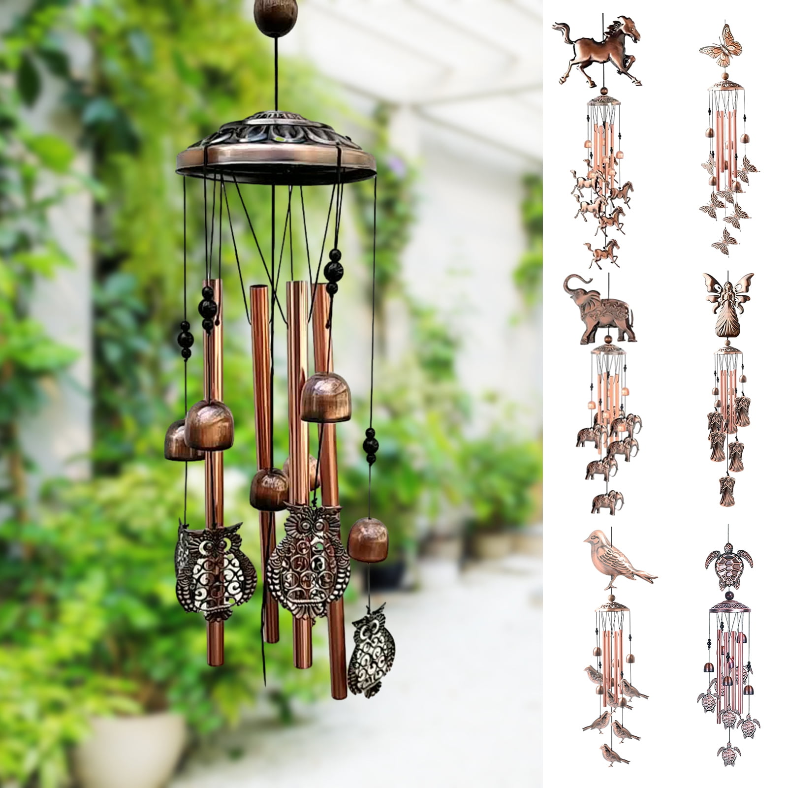 Tnobhg Butterfly Bird Wind Chimes Outdoor Hanging Decor Creative Shape ...