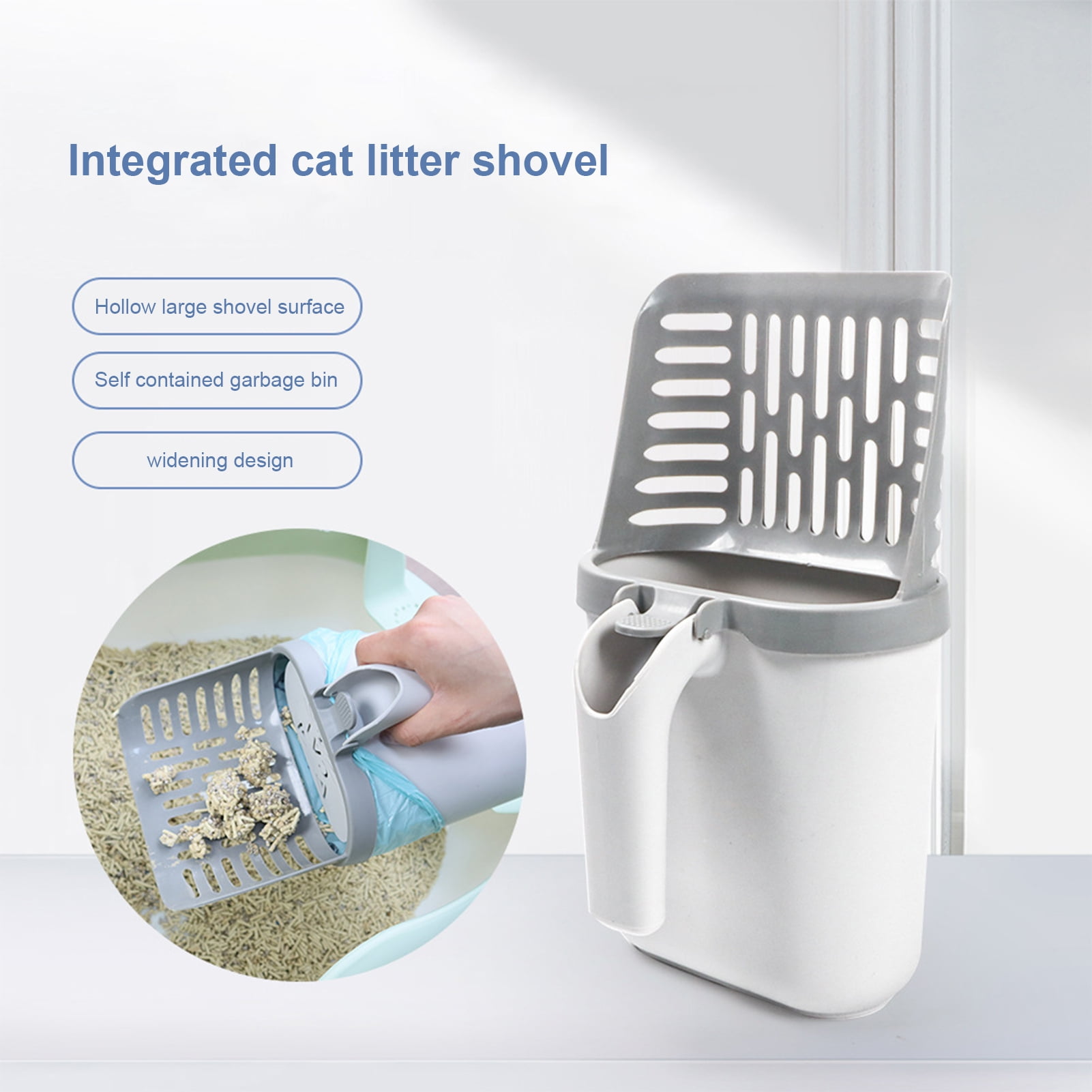 Tnobhg Cat Litter Scoop with Waste Bin Self-Cleaning Toilet Shovel Easy ...
