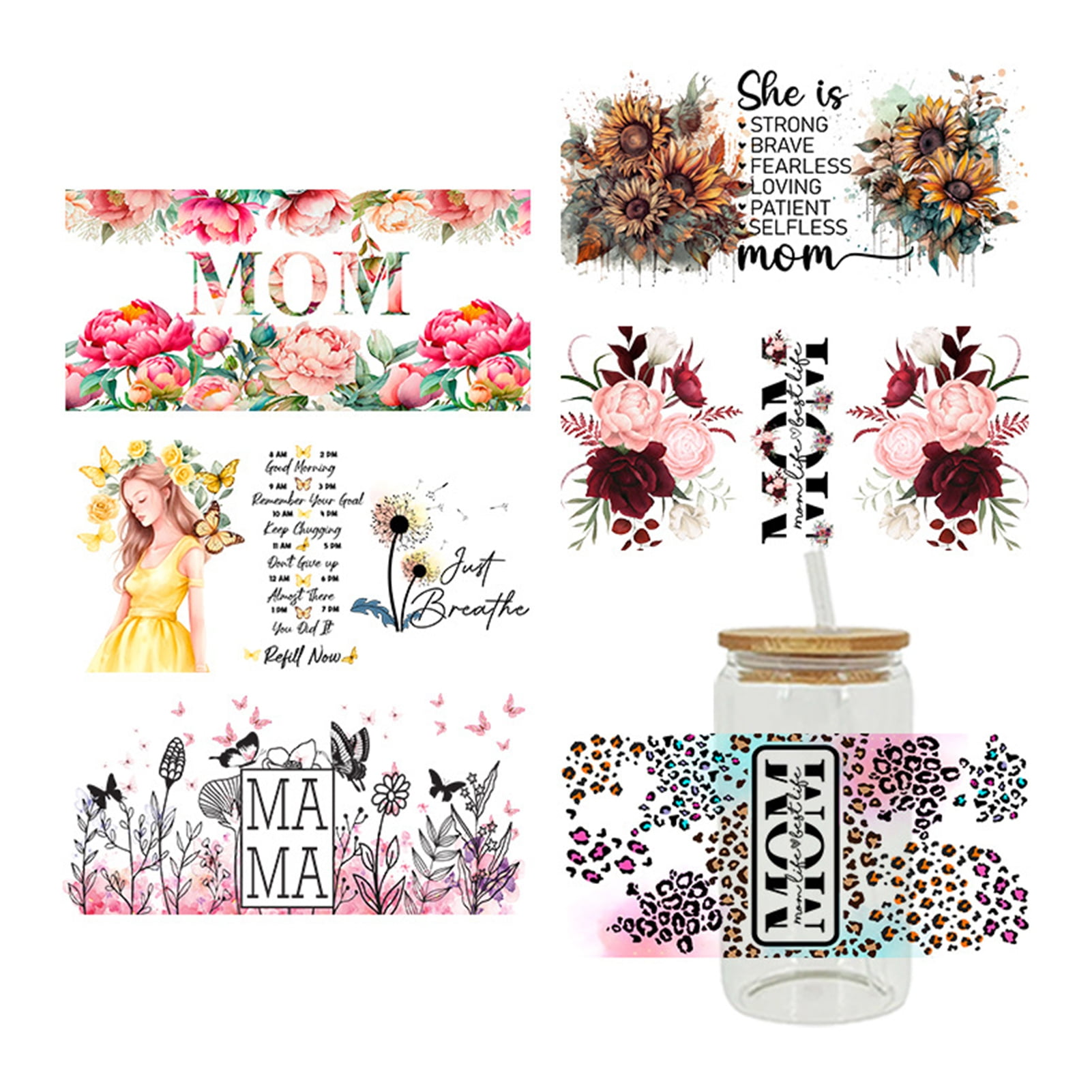 Tnobhg Cup Sticker DIY Cup Wrap Transfer Sticker Cartoon Water Bottle ...