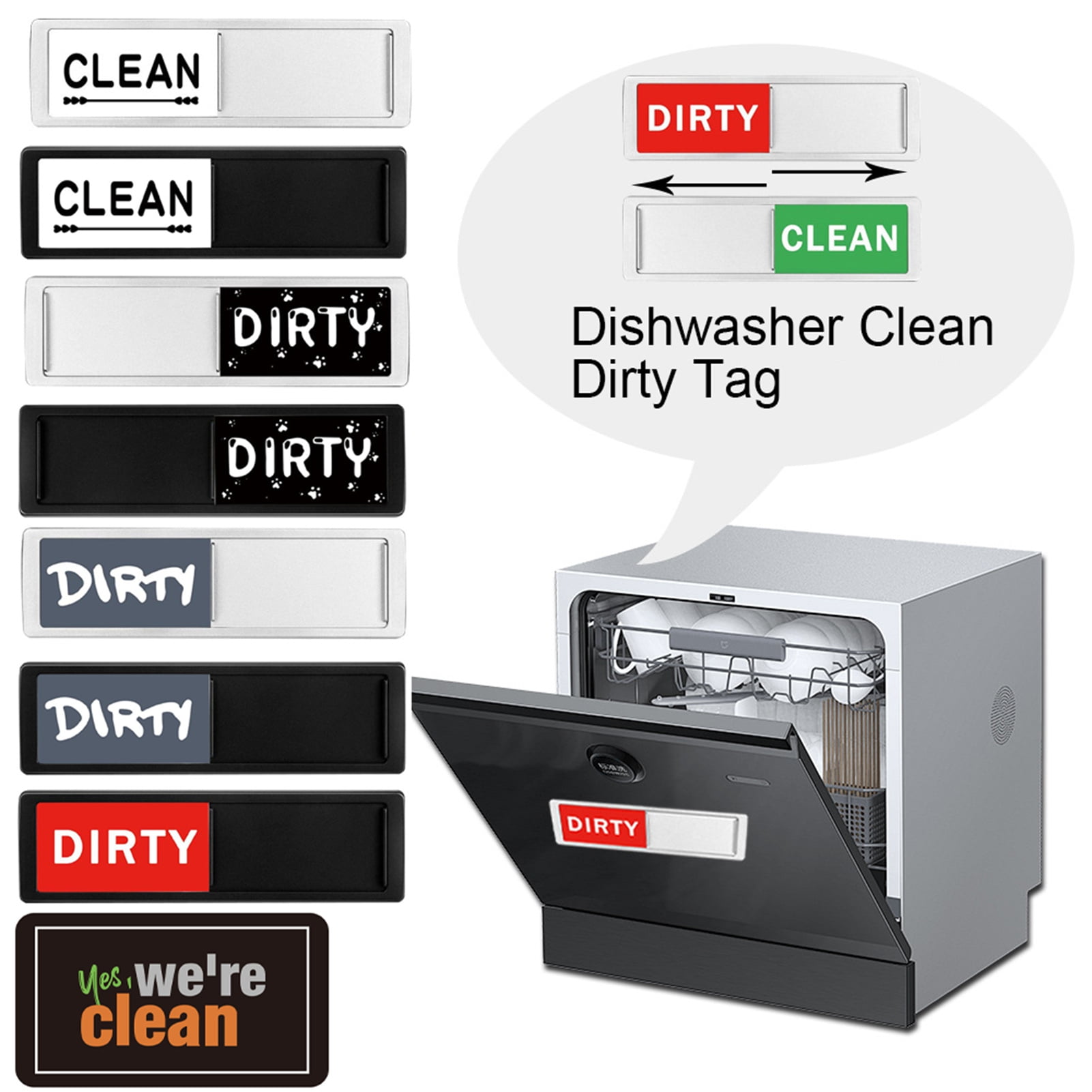 Tnobhg Dishwasher Magnet Clean Dirty Sign Indicator Full-Size Strong ...