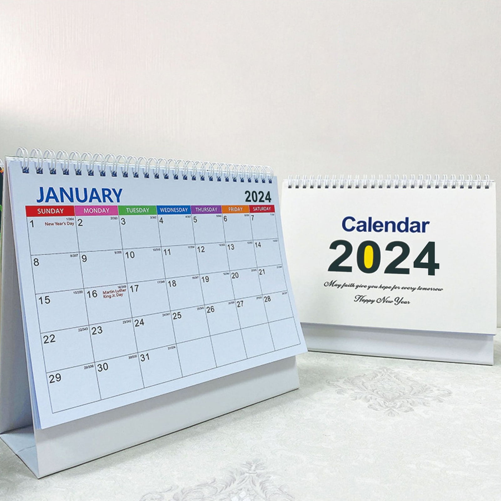 Tnobhg English Desk Calendar Simple Style Plan Book Spiral Coil Page ...