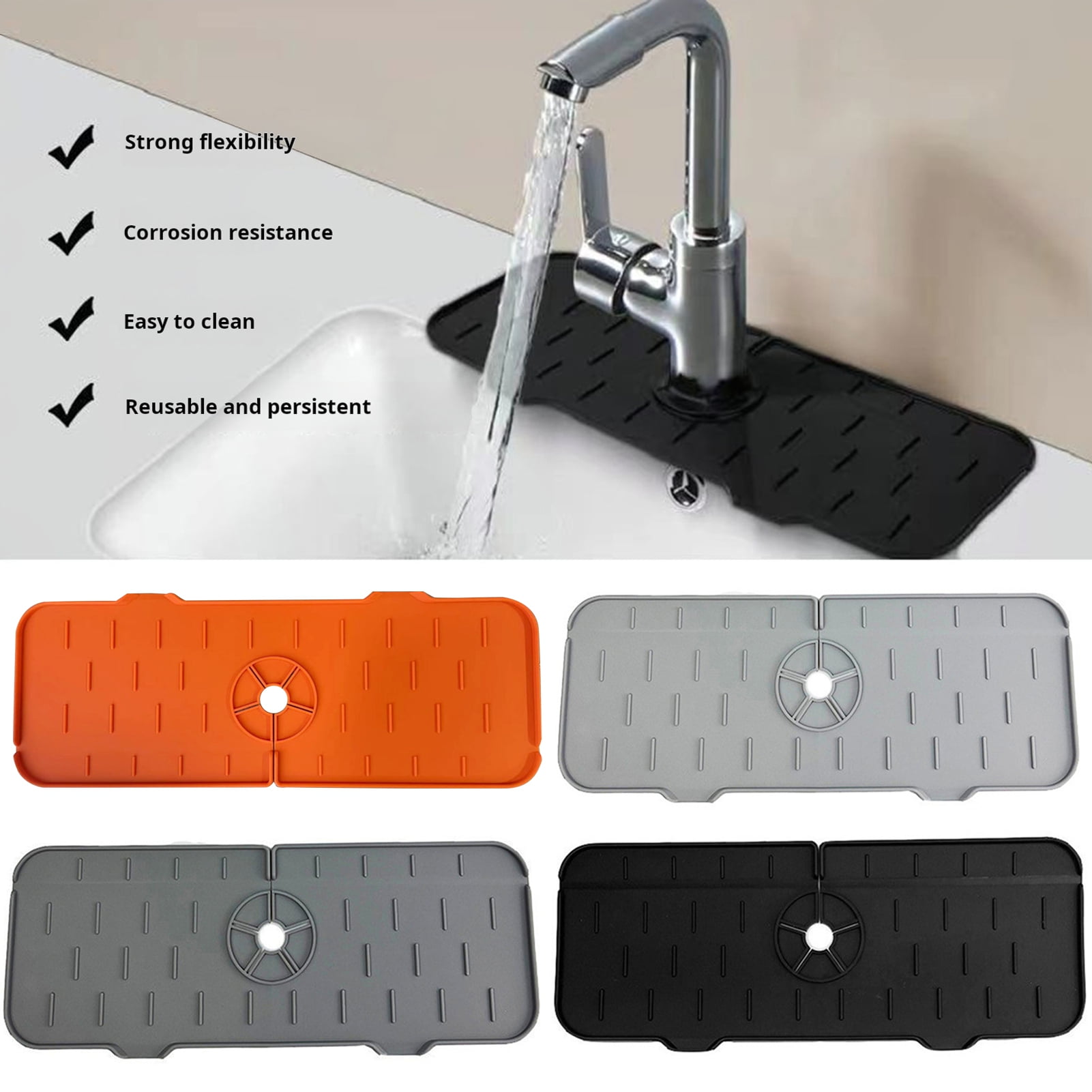 Tnobhg Faucet Drain Mat Kitchen Bathroom Prevents Water Splashes Keeps ...
