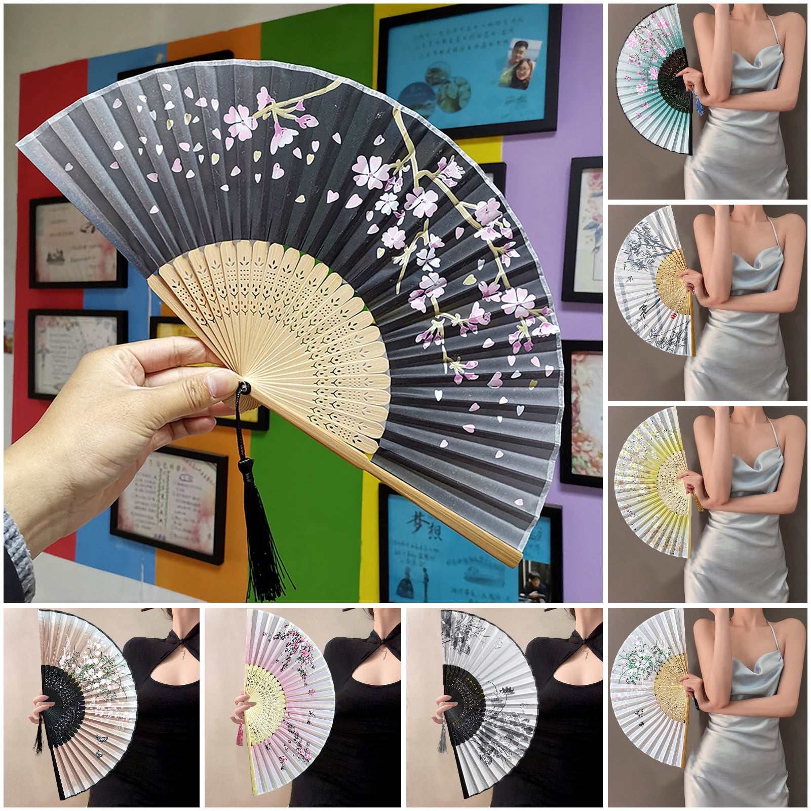 Tnobhg Folding Fan Classical Bamboo Fan Lightweight Elegant Handheld ...