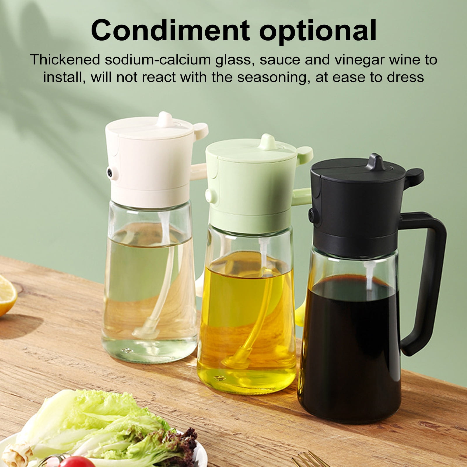 Tnobhg Glass Olive Oil Sprayer Bottle 470ml 2 In 1 Oil Dispenser with ...