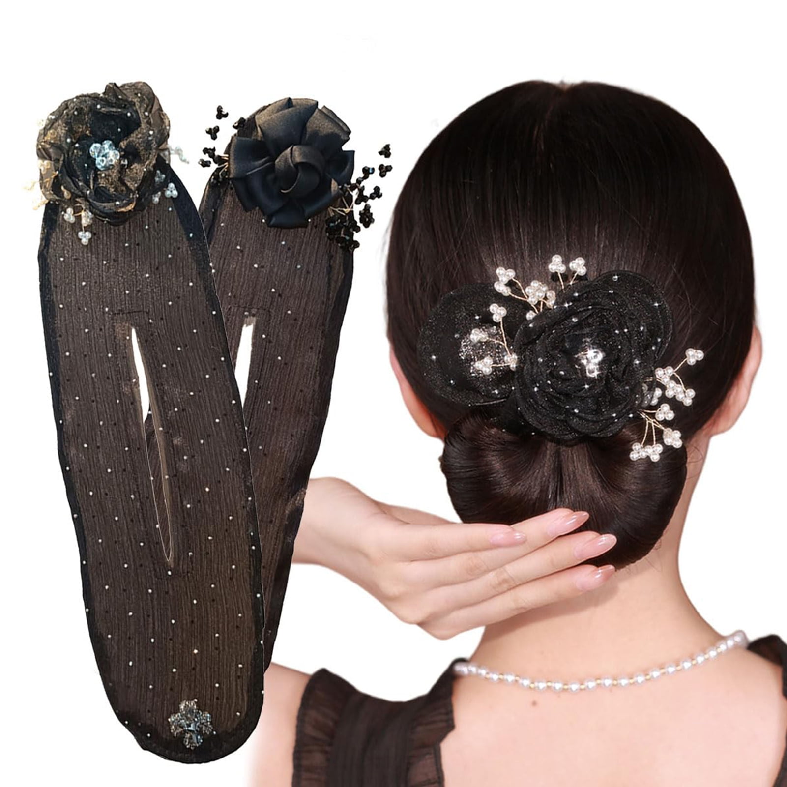 Tnobhg Hair Bun Maker Floral Lazy Hair Curler Deft Bun Twister Long ...