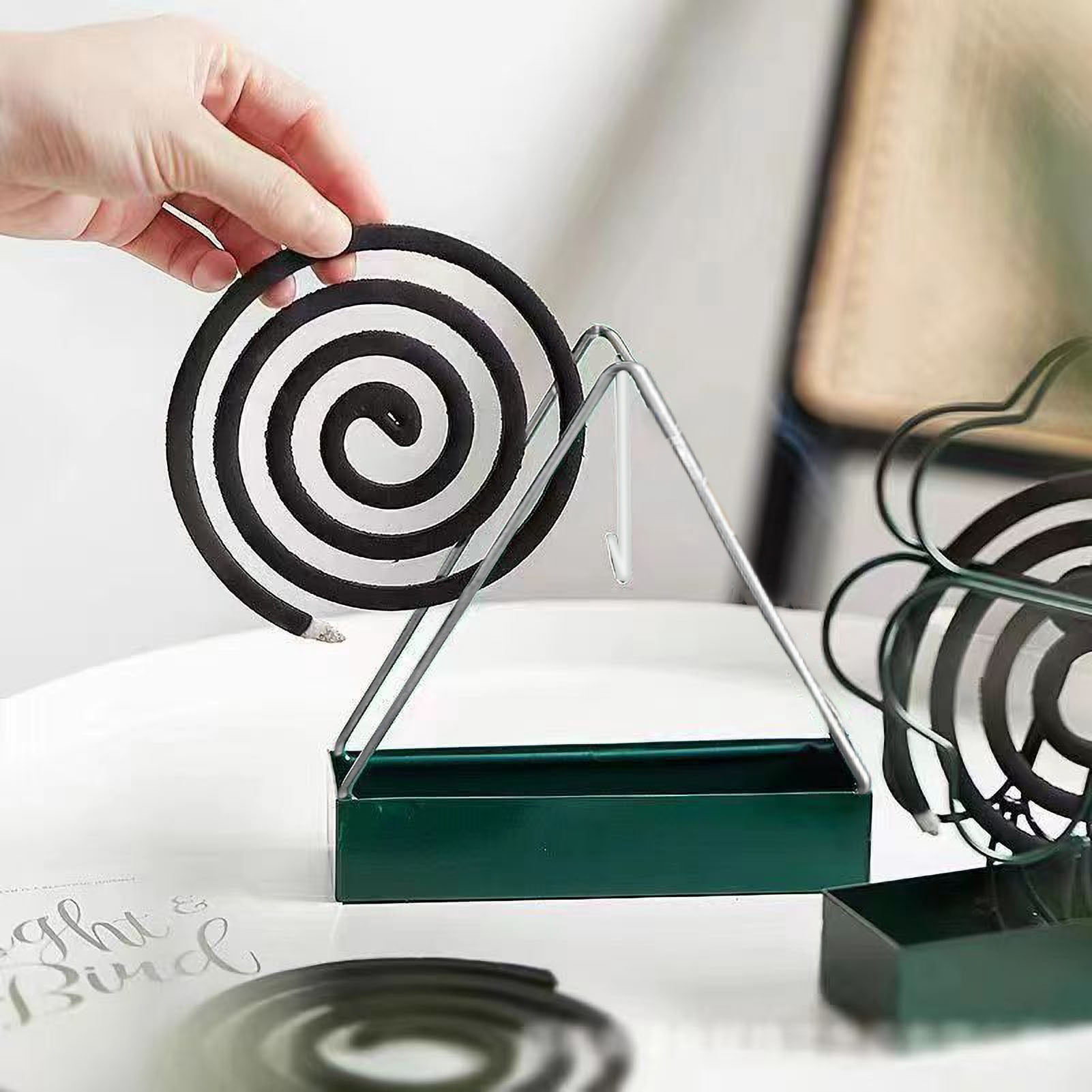 Tnobhg Iron Mosquito Coil Holder Triangle Design Incense Rack with Ash ...