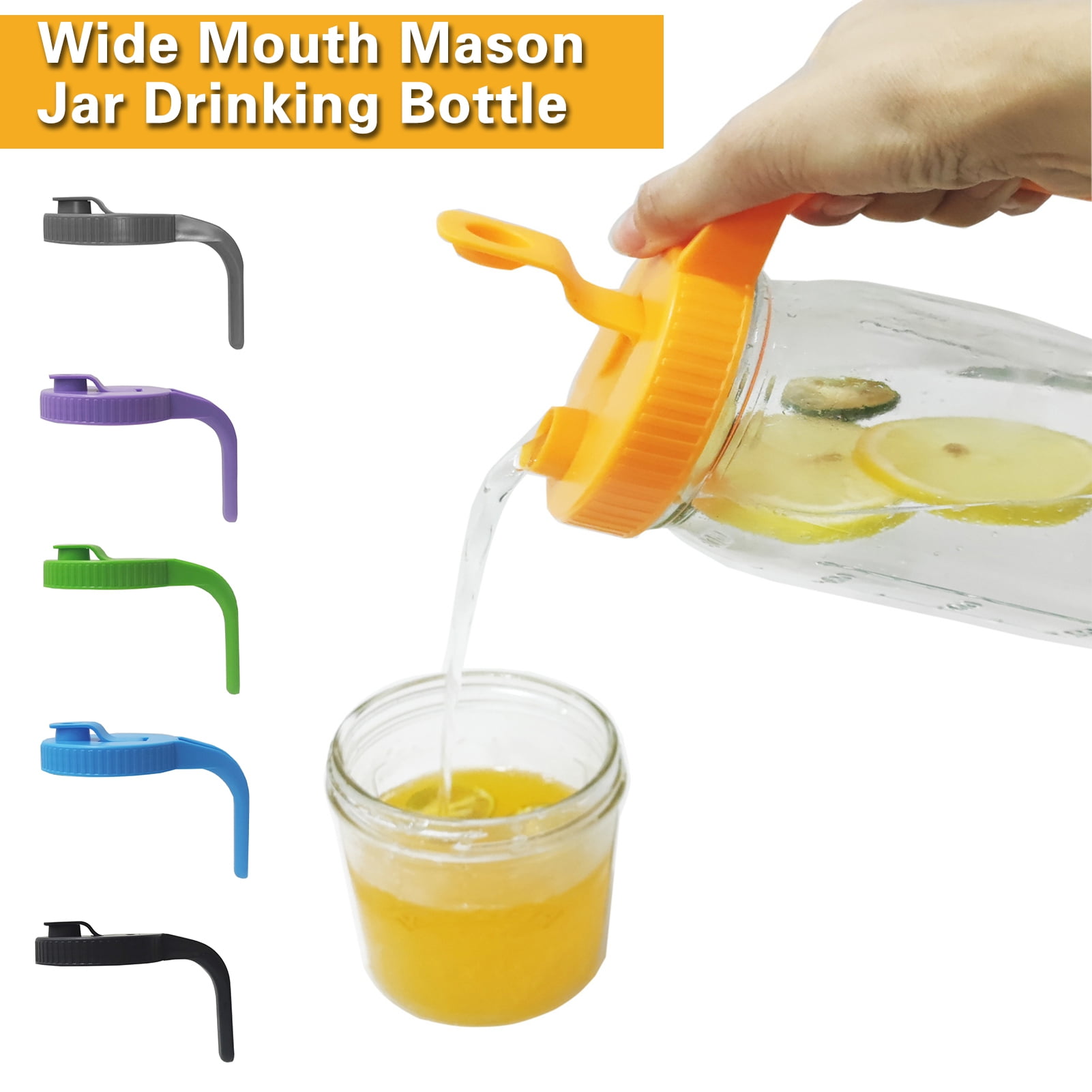 Tnobhg Mason Jar Pour Spout Lid with Handle Reusable Leak-proof Flip ...