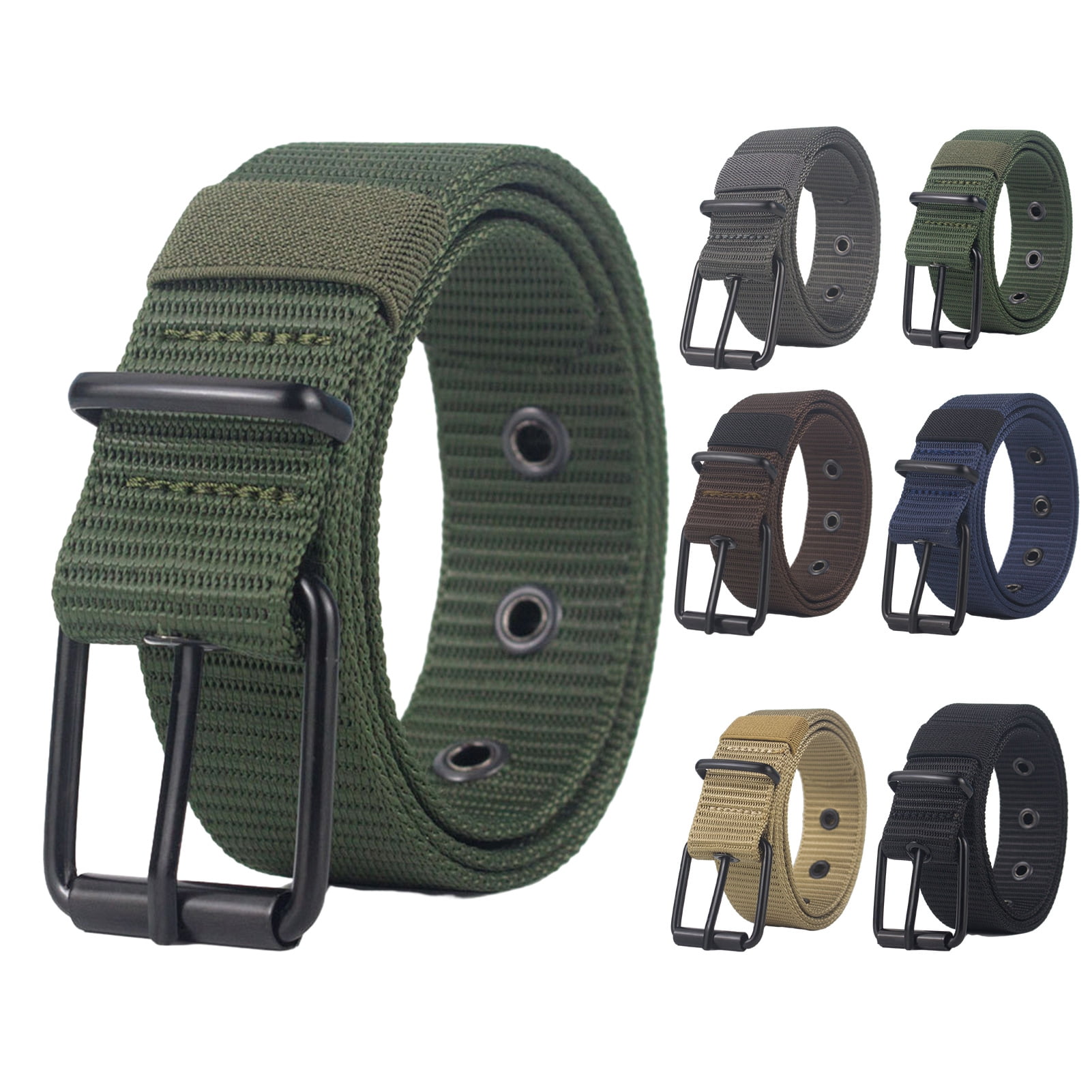 Tnobhg Men Webbing Belt Needle Buckle Nylon Belt with Adjustable Holes ...