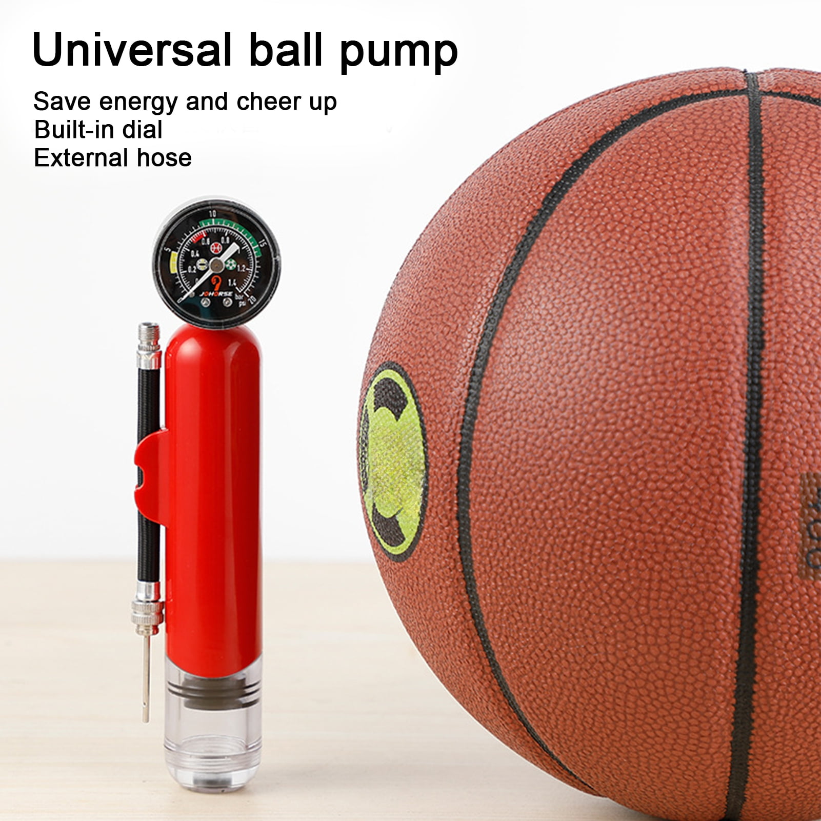 Tnobhg Mini Basketball Inflator with Pressure Gauge Premium Dual Action ...