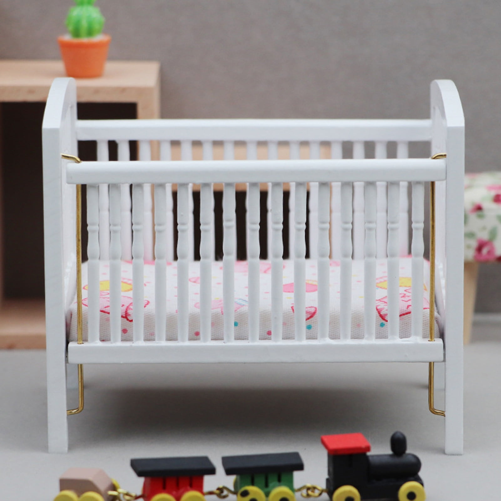 Tnobhg Mini Furniture 1:12 White Fence High Simulation Wood Miniature ...