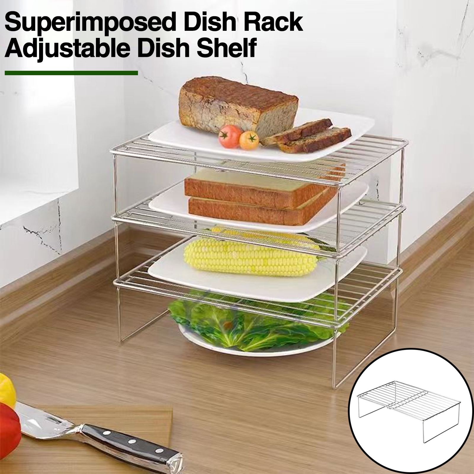 Tnobhg Multifunctional Stainless Steel Layered Dish Rack Large Capacity ...