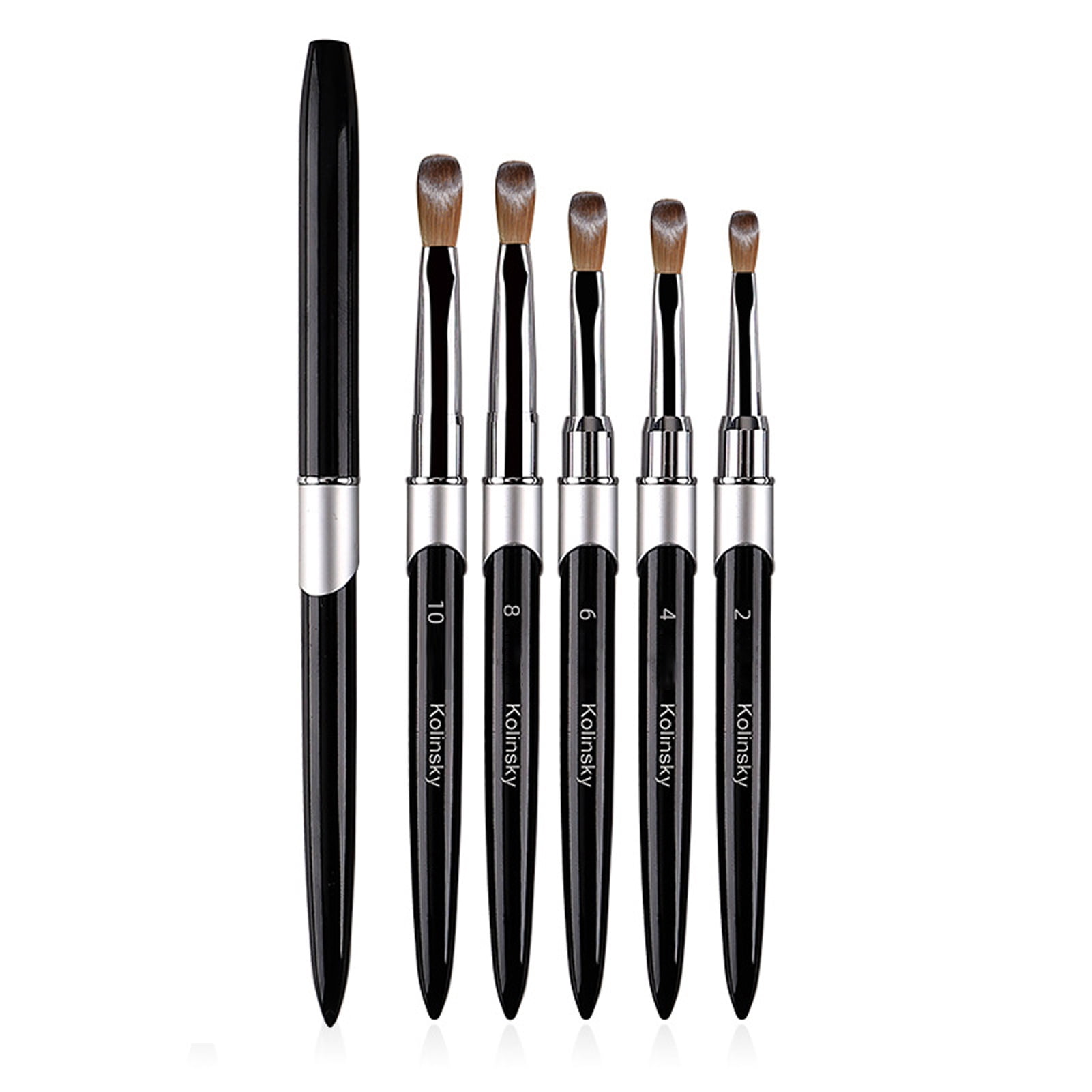 Tnobhg Nail Art Brush Metal Handle Soft Faux Mink Bristles ...
