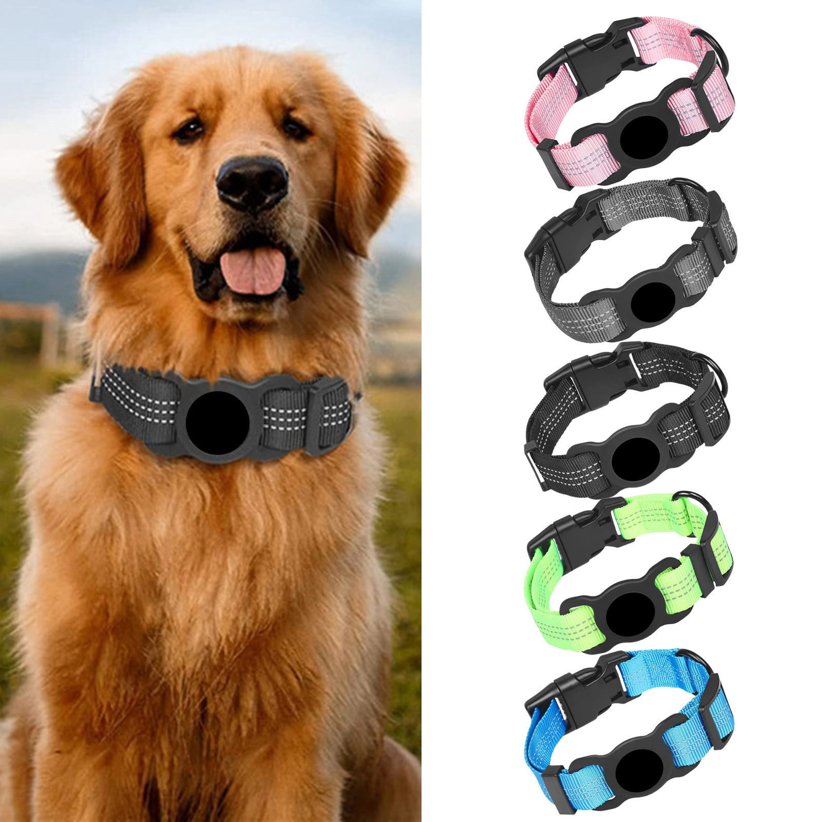 Tnobhg Pet Collar Reflective Cat Dog Tracking Collar with AirTag Holder ...