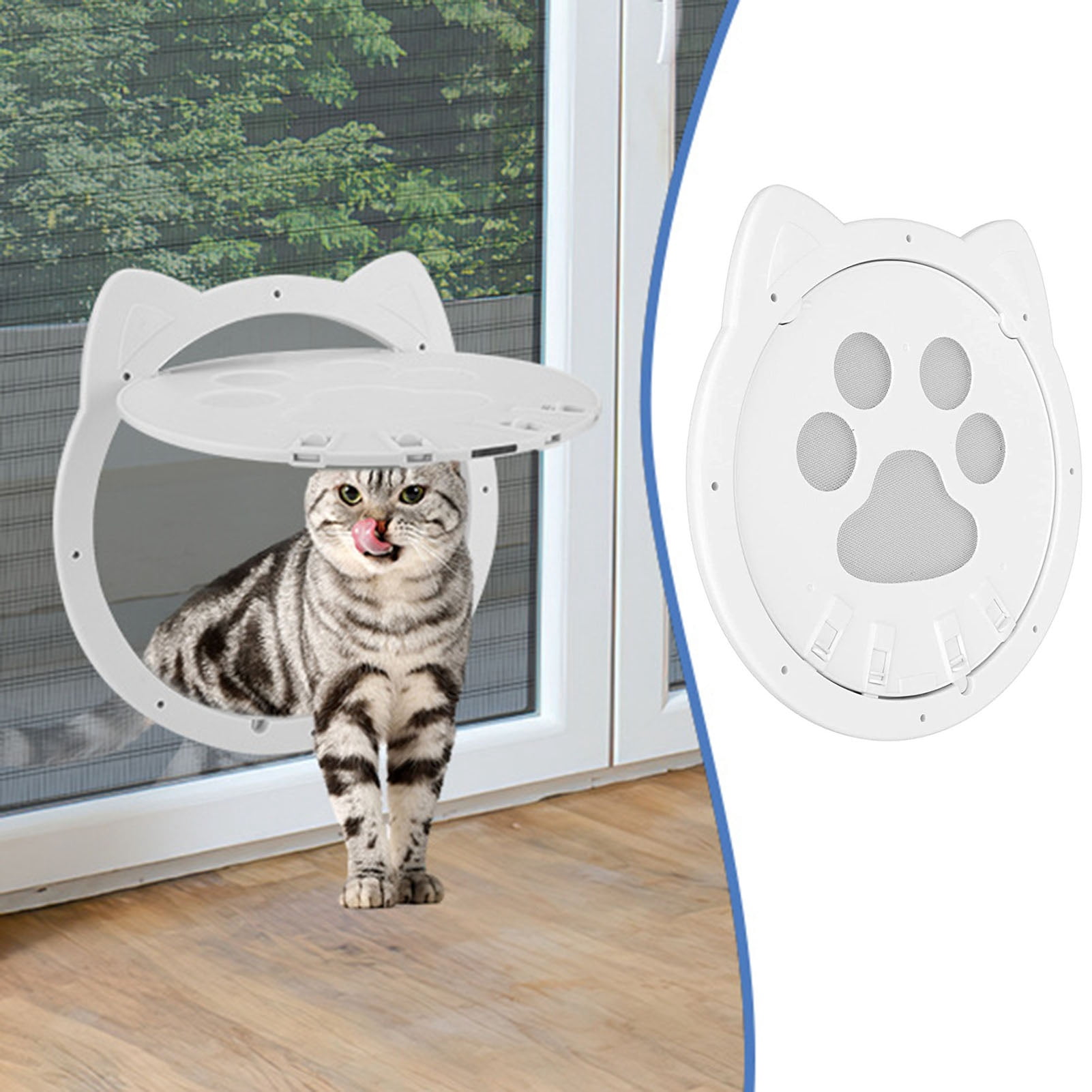 Tnobhg Pet Door Easy Installation Lockable Paw Pattern Cats Dogs Gate ...