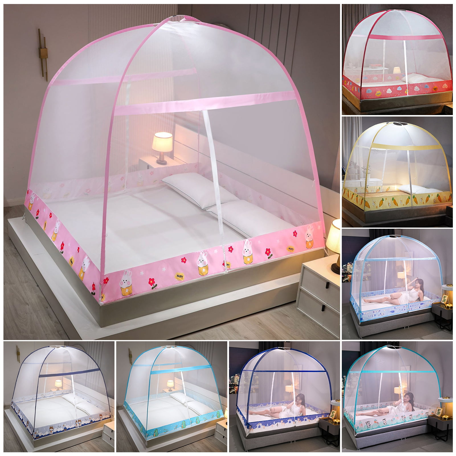 Tnobhg Portable Folding Mosquito Net Tent Zipper Closure Open Quickly ...