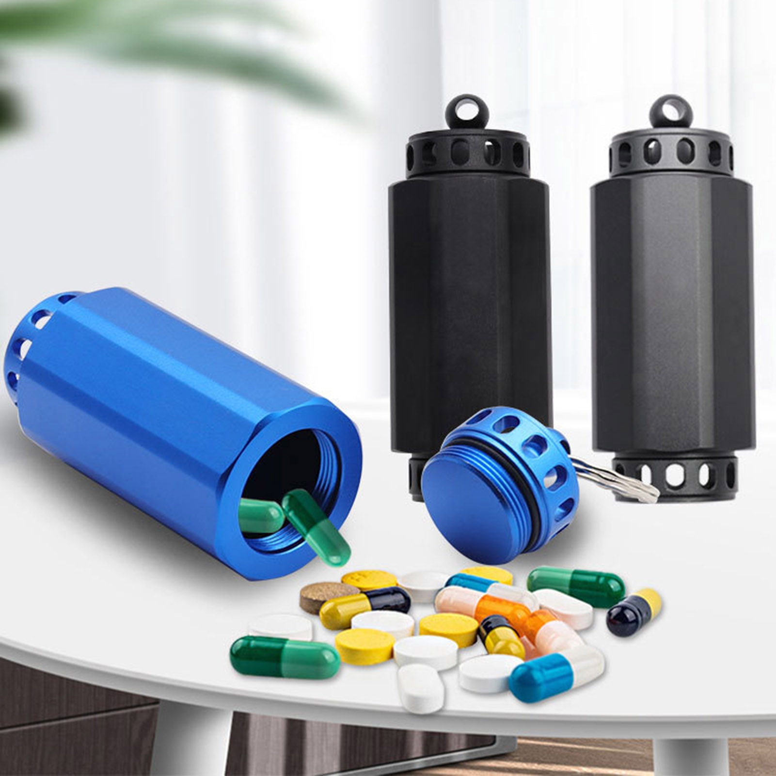 Tnobhg Portable Sealed Jar Keychain Screw Lid Aluminum Alloy Waterproof ...