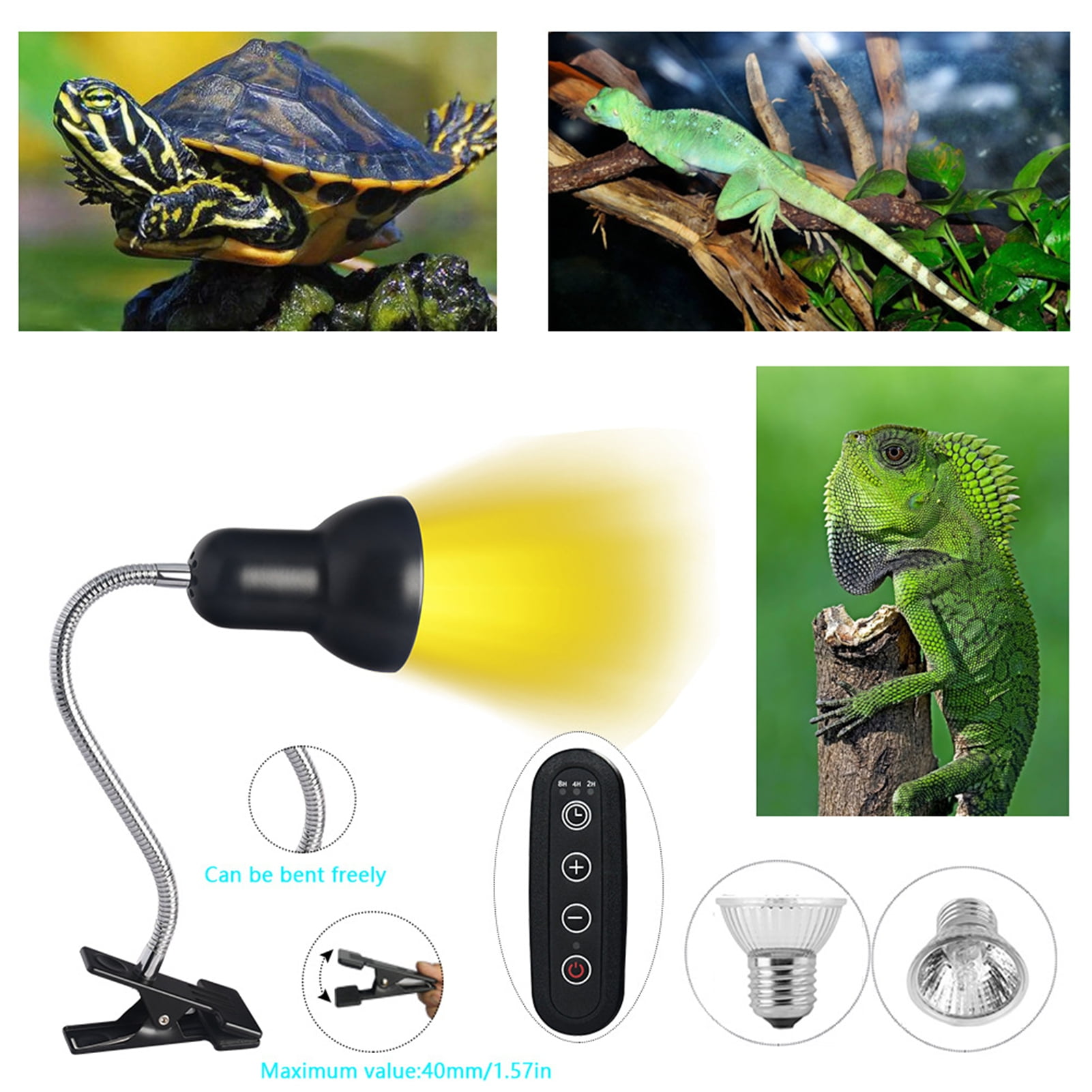 Tnobhg Reptile Light Stand with Timer Temperature Brightness Adjustable ...