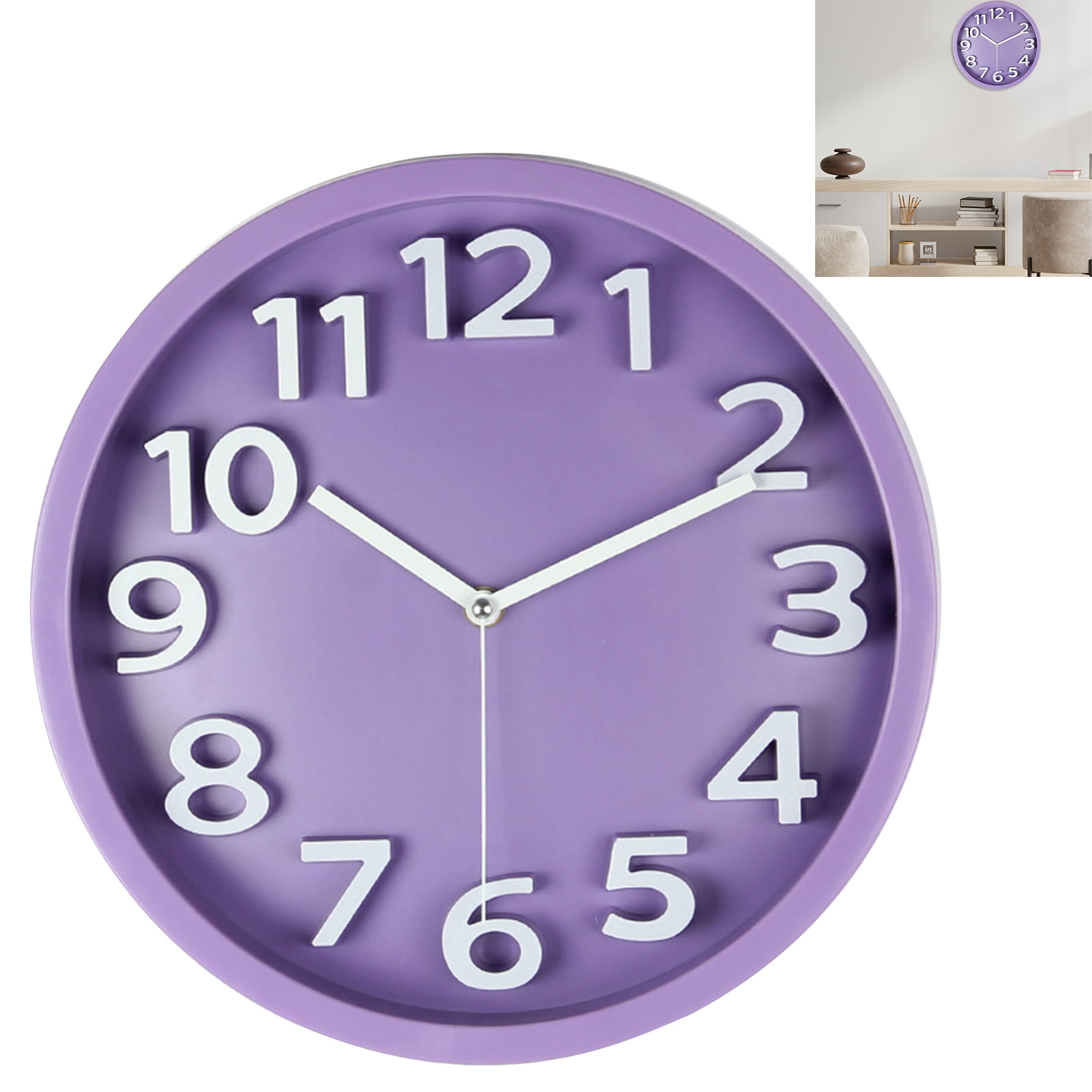 Tnobhg Round Digital Wall Clock 3D Number Candy Color Non Ticking ...