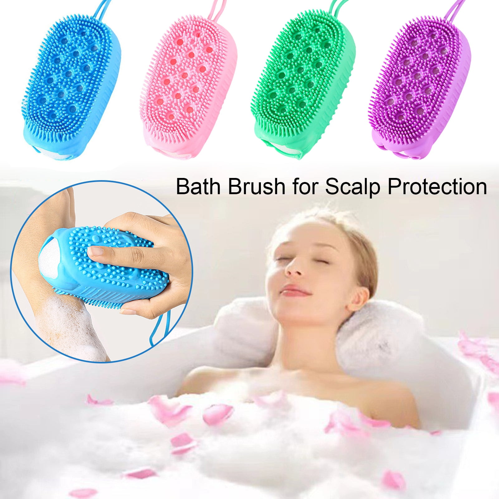 Tnobhg Silicone Body Brush Exfoliating Bath Scrubber Shower Loofah ...