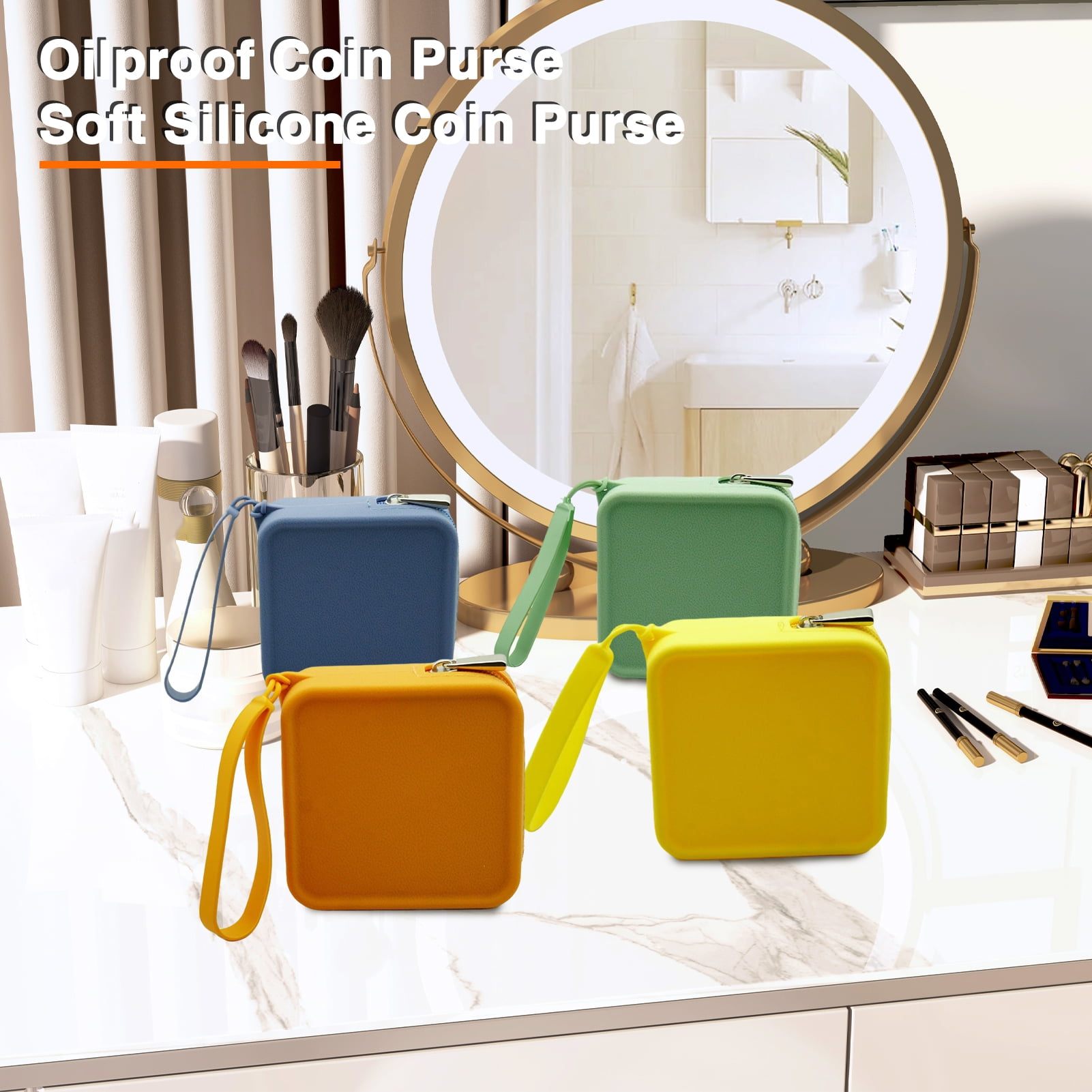 Tnobhg Silicone Coin Purse Portable Square Wallet with Zipper ...