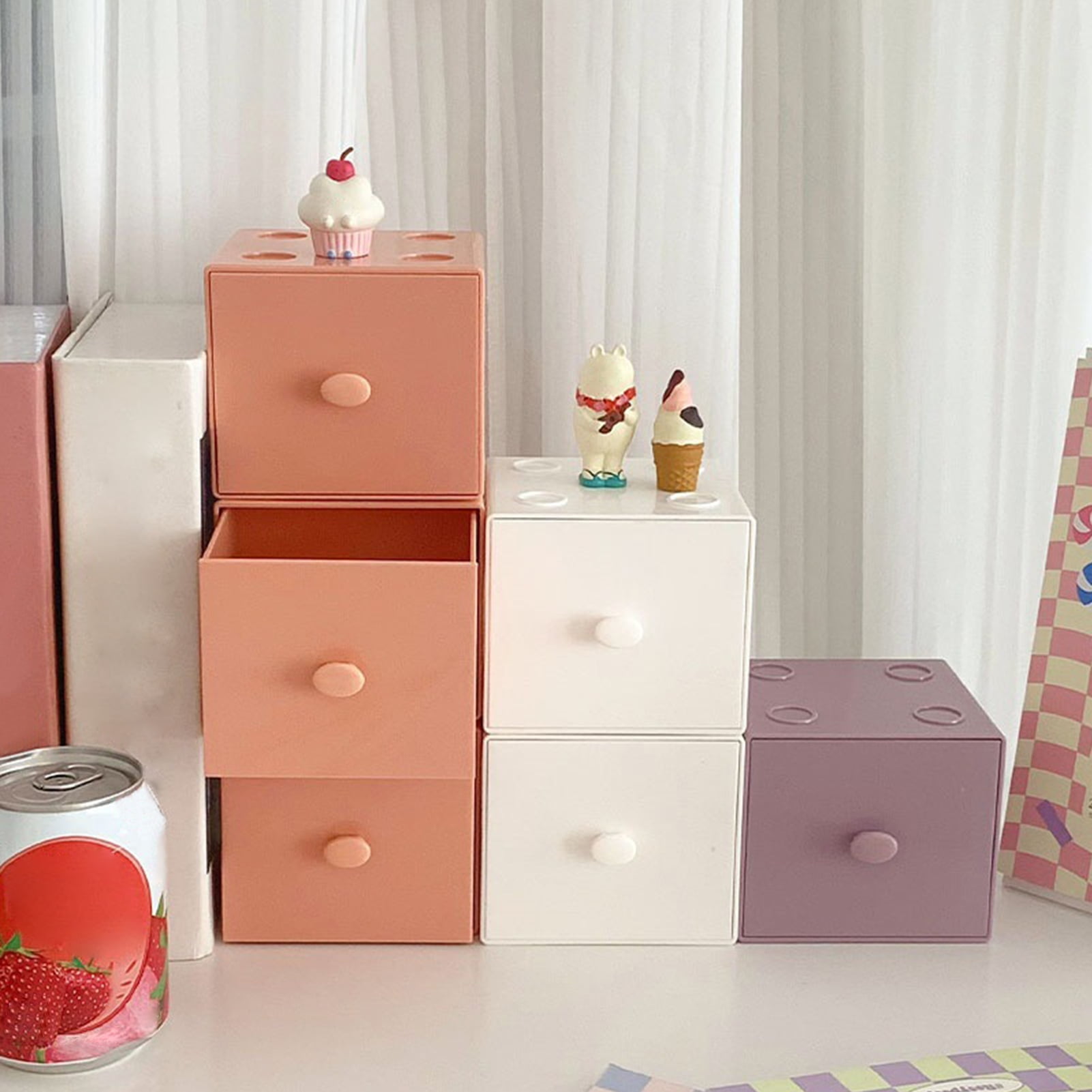 Tnobhg Storage Box High Capacity Block Cube Shape Drawer Type with ...