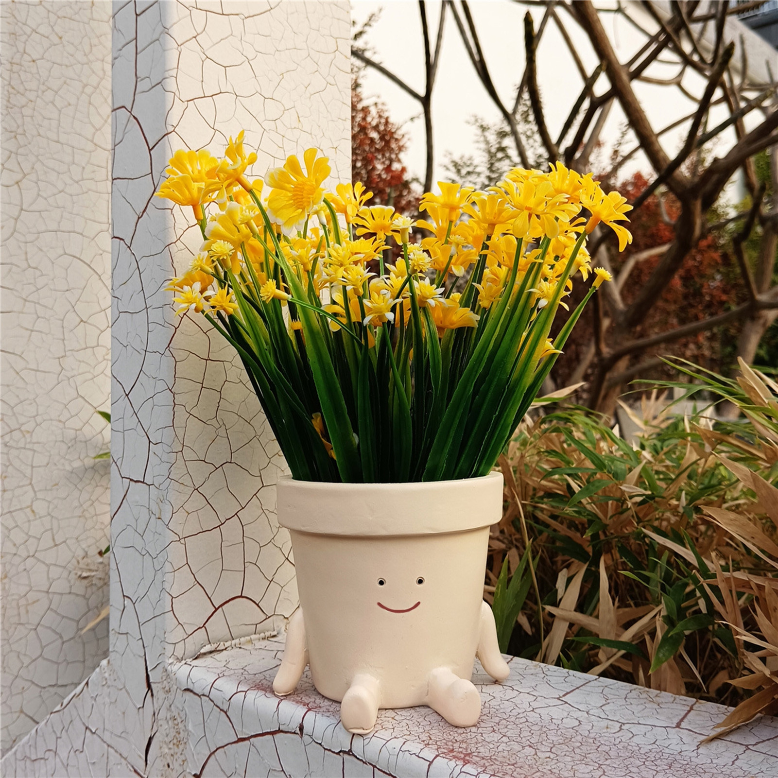 Tnobhg Succulent Flower Pot Smiling Face Design Stable Support Cute Sun ...