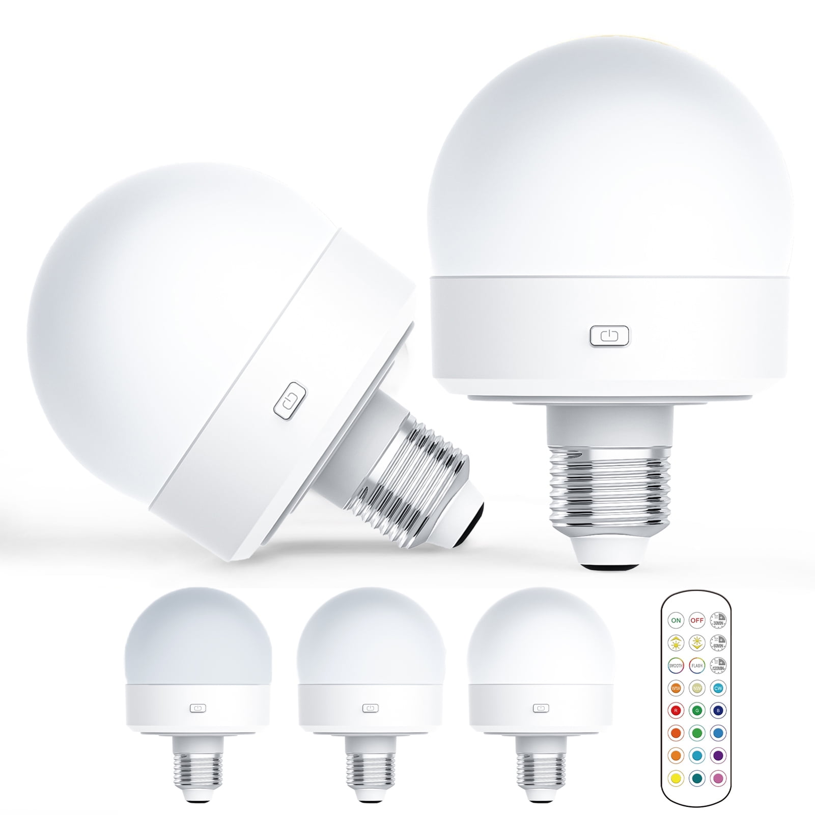 Tnobhg USB Rechargeable LED Light Bulb, Remote Control, RGB, E27 Base ...