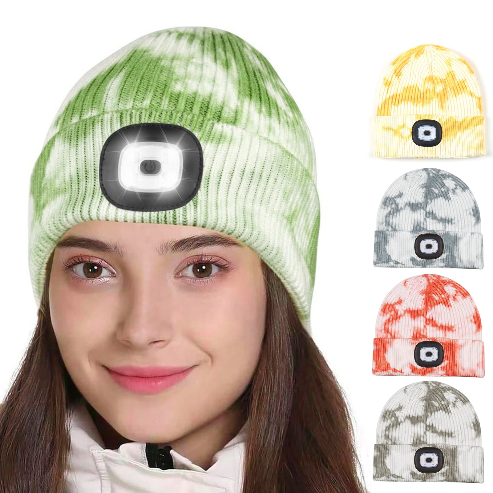 Tnobhg Unisex Beanie Hat with LED Light Soft High Elasticity Super ...
