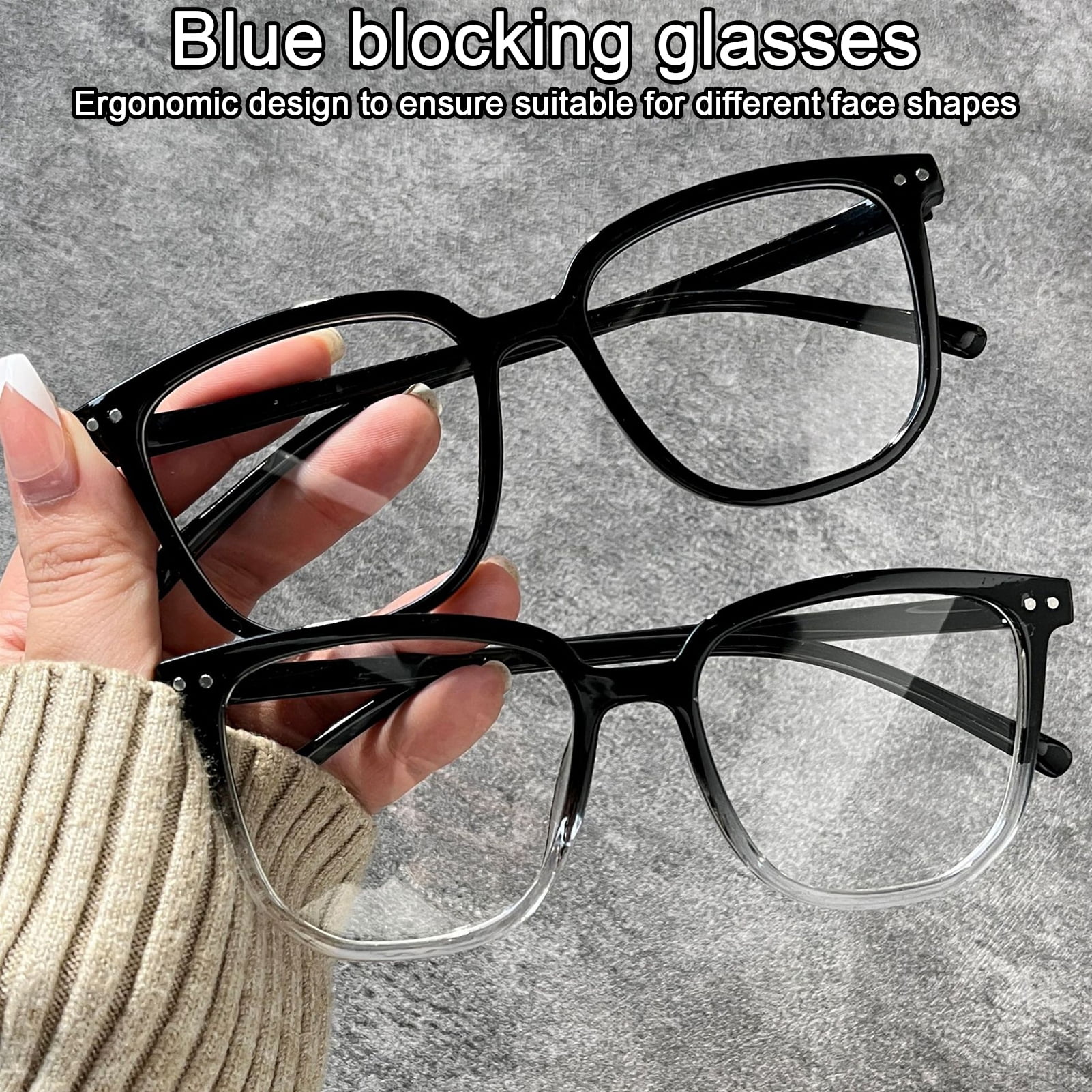 Tnobhg Unisex Blue Light Blocking Glasses Retro Large Oval Frame Clear ...