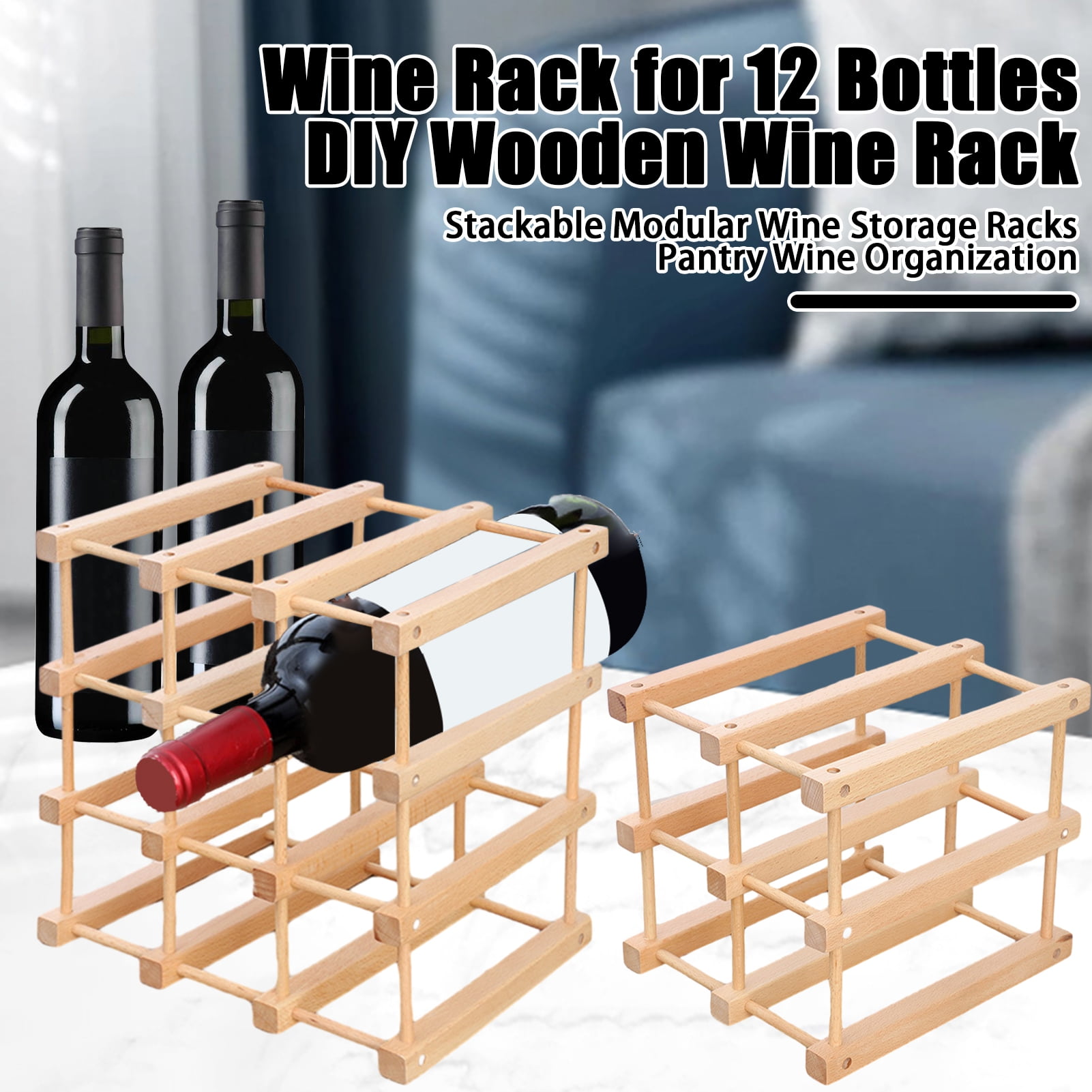 Tnobhg Wooden Wine Rack Stackable Modular Wine Storage Racks DIY ...