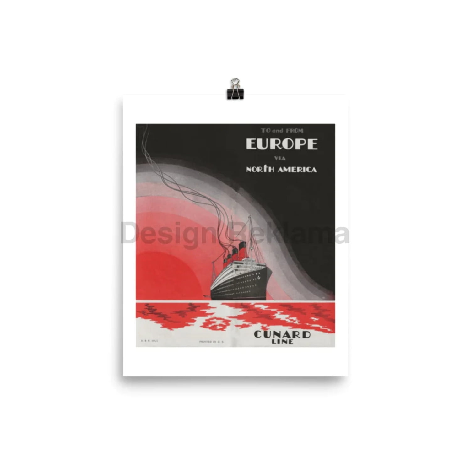 To And From Europe Via North America Cunard Line, 1931. Unframed ...