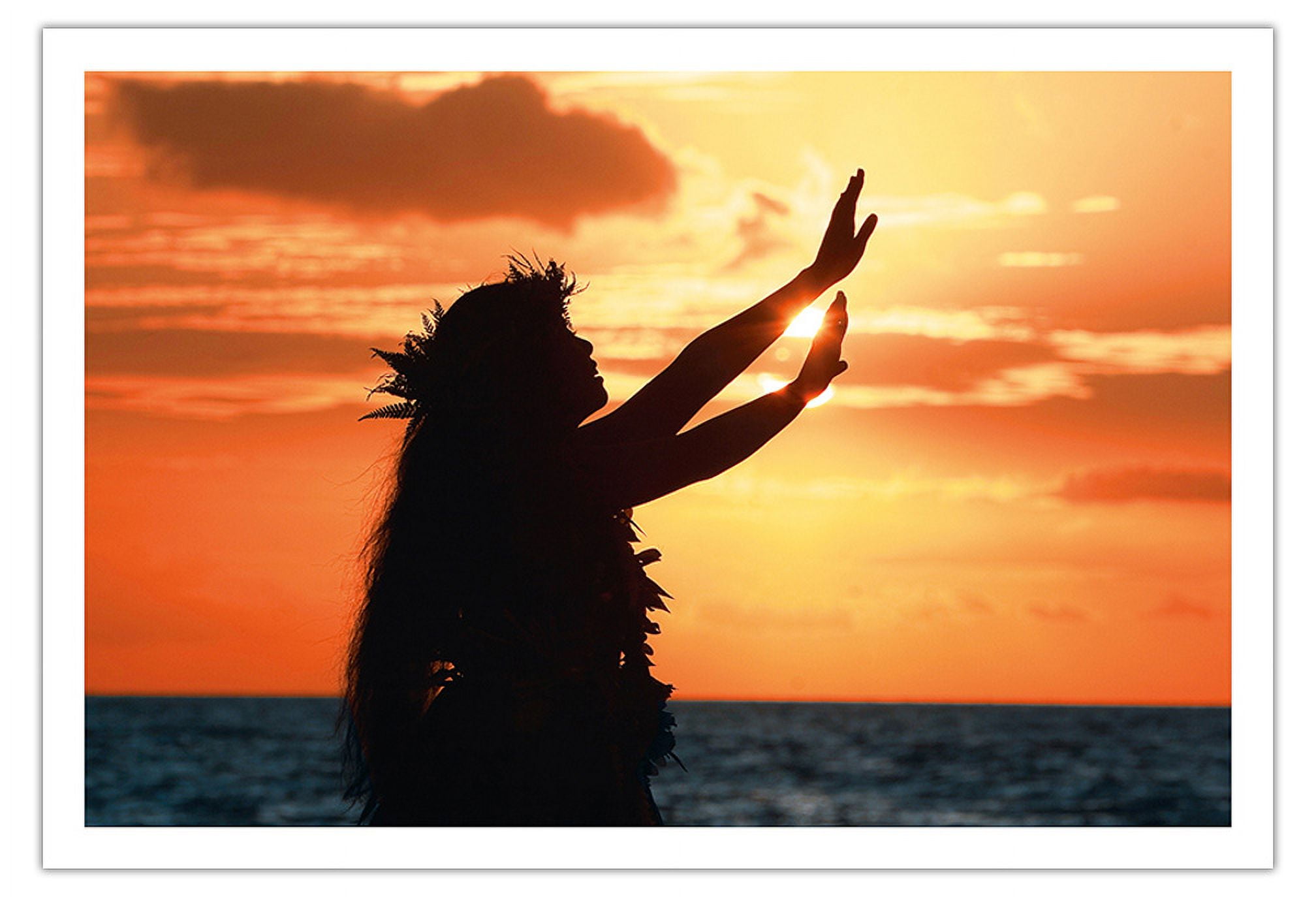 To Ask A Blessing (Pule Hoʻopōmaikaʻi) - Hula Dancer at Sunset - From an Original Color ...
