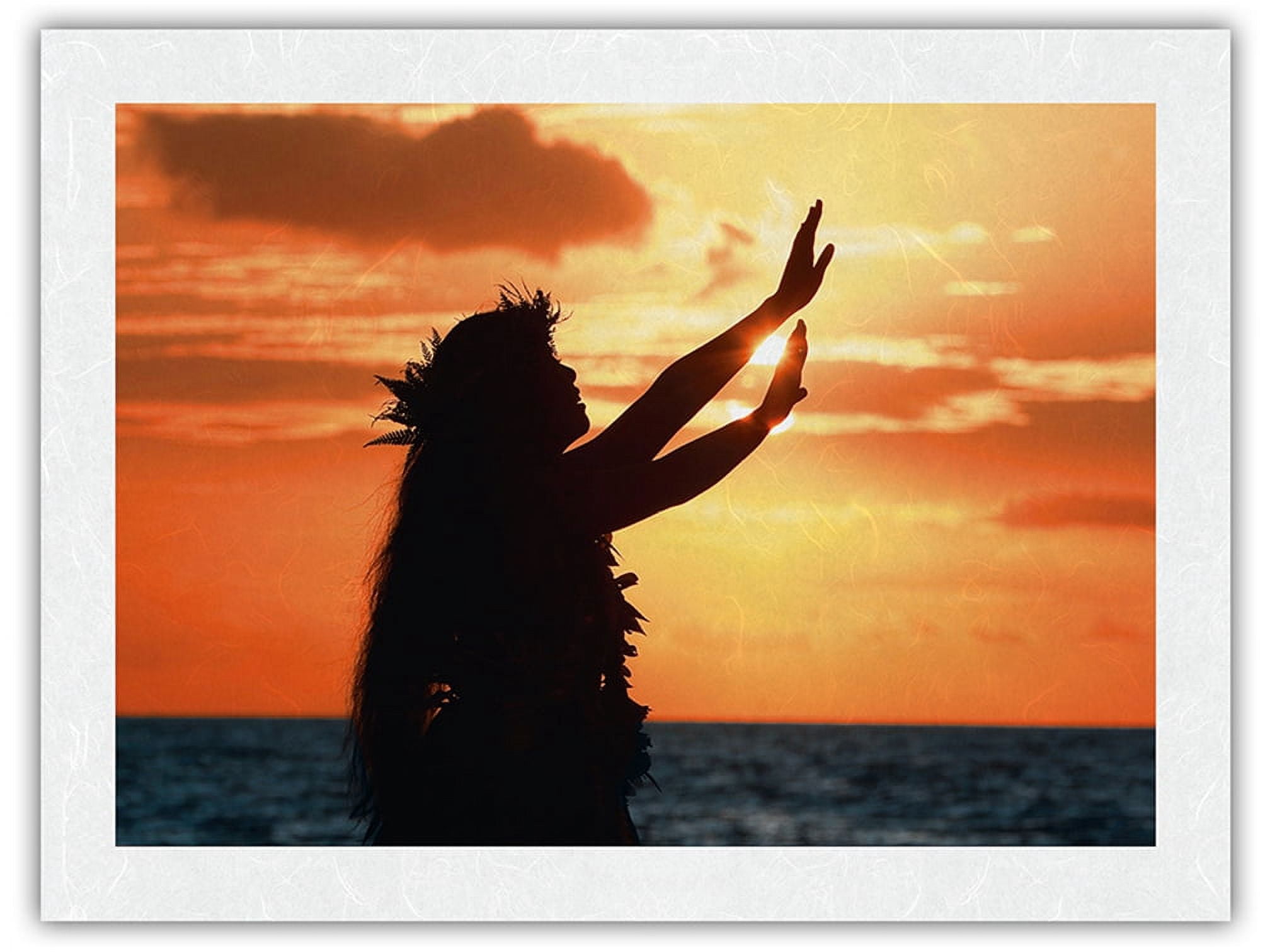 To Ask A Blessing (Pule Hoʻopōmaikaʻi) - Hula Dancer at Sunset - From an Original Color ...