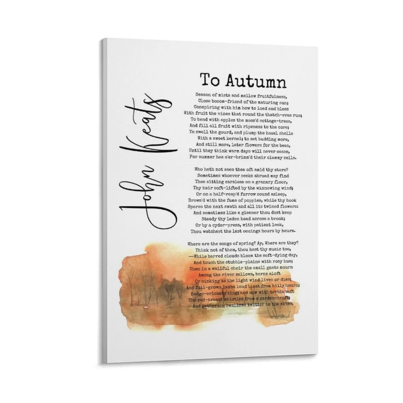 To Autumn by John Keats Fall Poem Poetry r Wall Art Canvas Painting ...