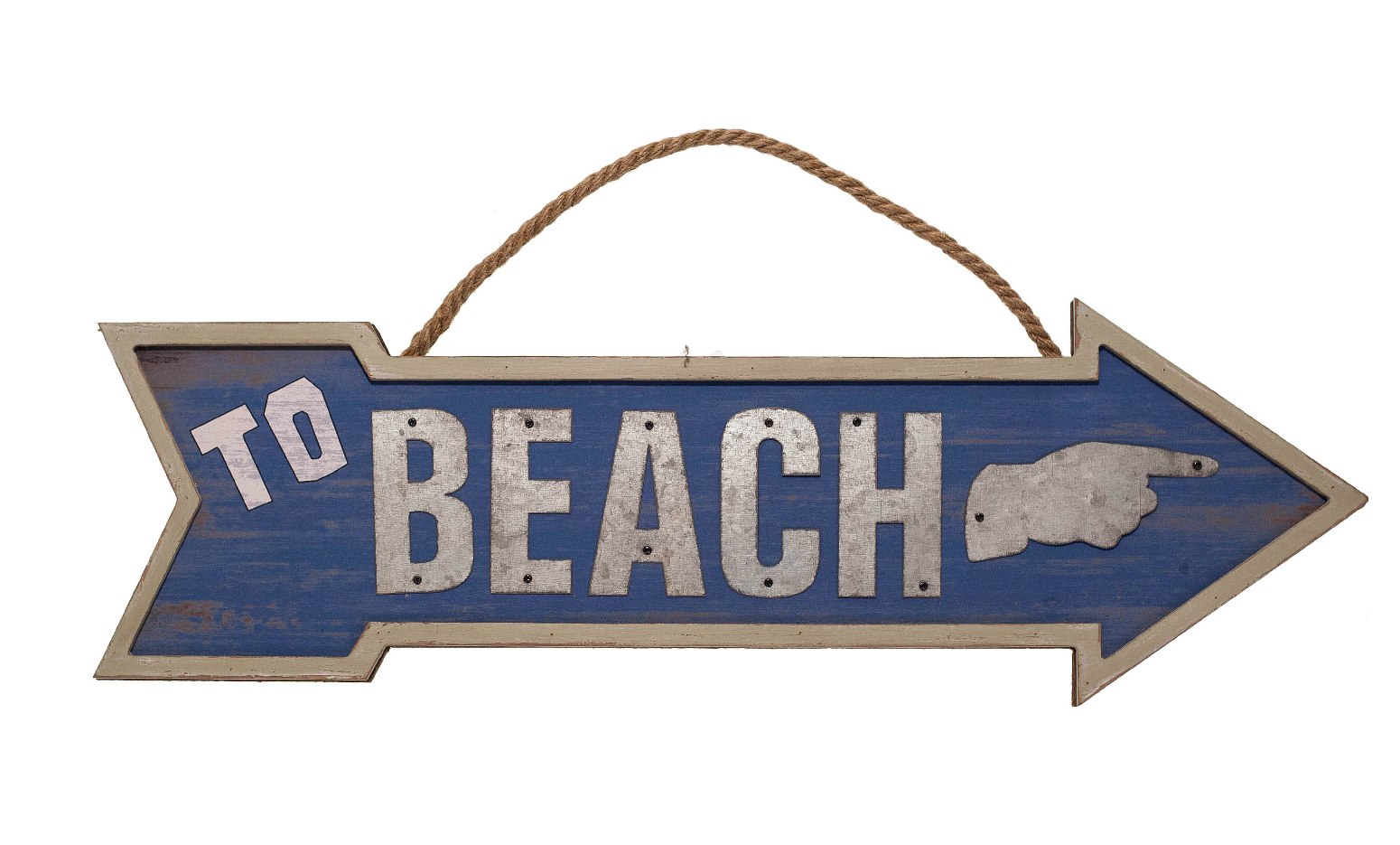 To Beach Directional Arrow Wood and Metal Wall Sign Plaque 22 Inches ...