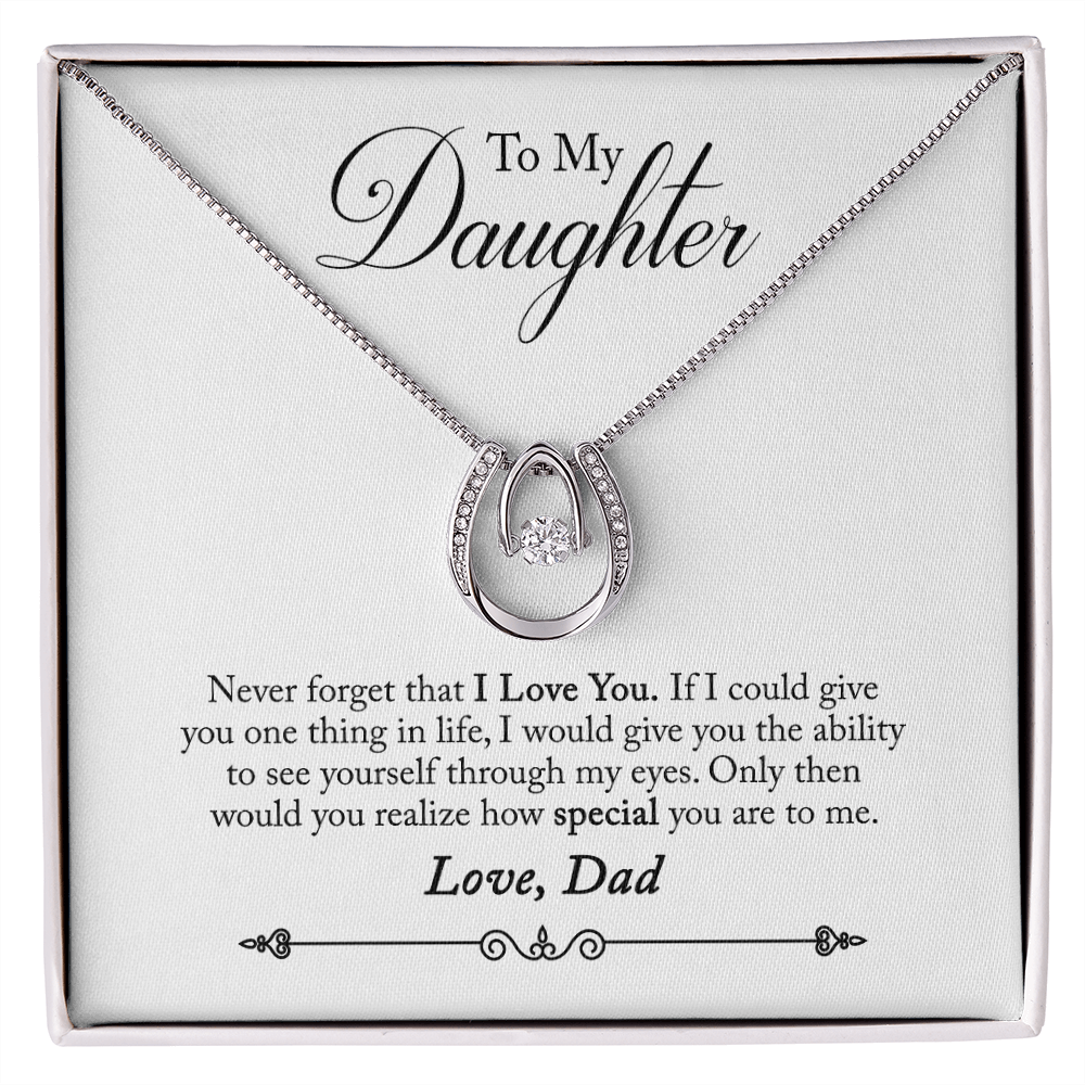 To Daughter from Dad Never Forget Lucky Horseshoe Necklace Message Card ...
