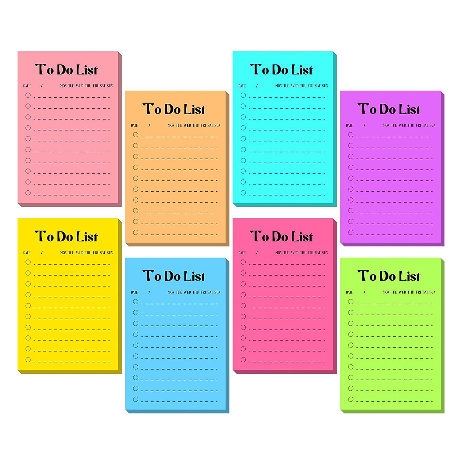 To Do List Sticky Notepad Bright Colors Checklist Small Planning Notes ...