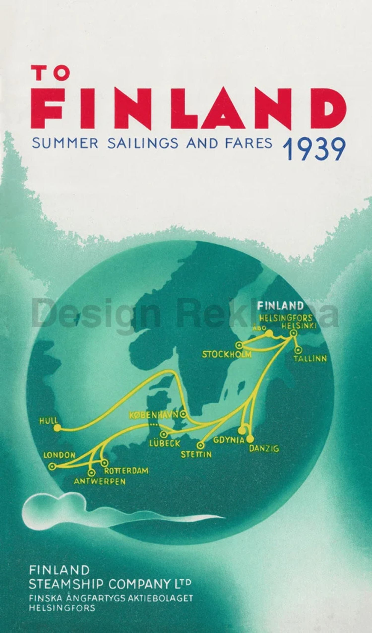 To Finland - Summer Sailings and Fares, 1939. From the Finland ...