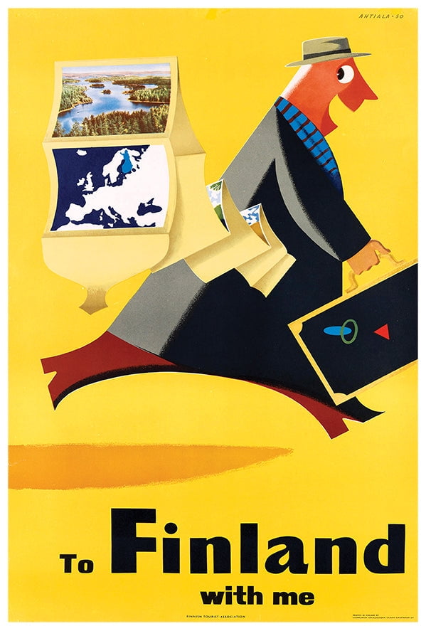 To Finland With Me - Vintage Travel Poster (12x18Inches) - Walmart.com