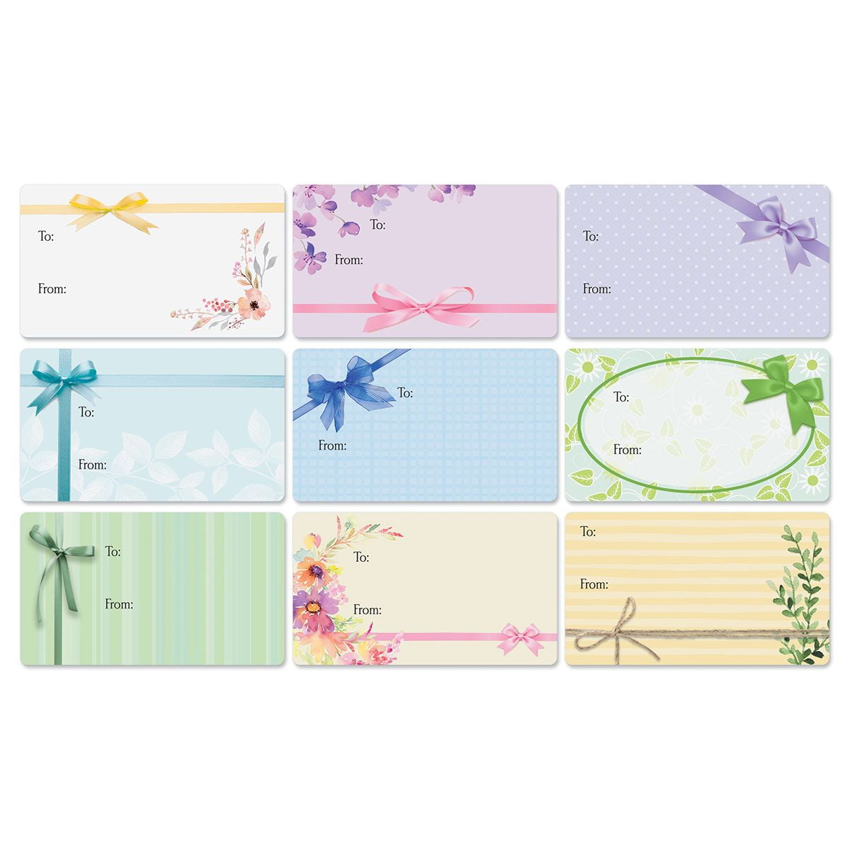 To/From Ribbon Sticker Labels, Value Pack, 9 Different Designs, 54 ...