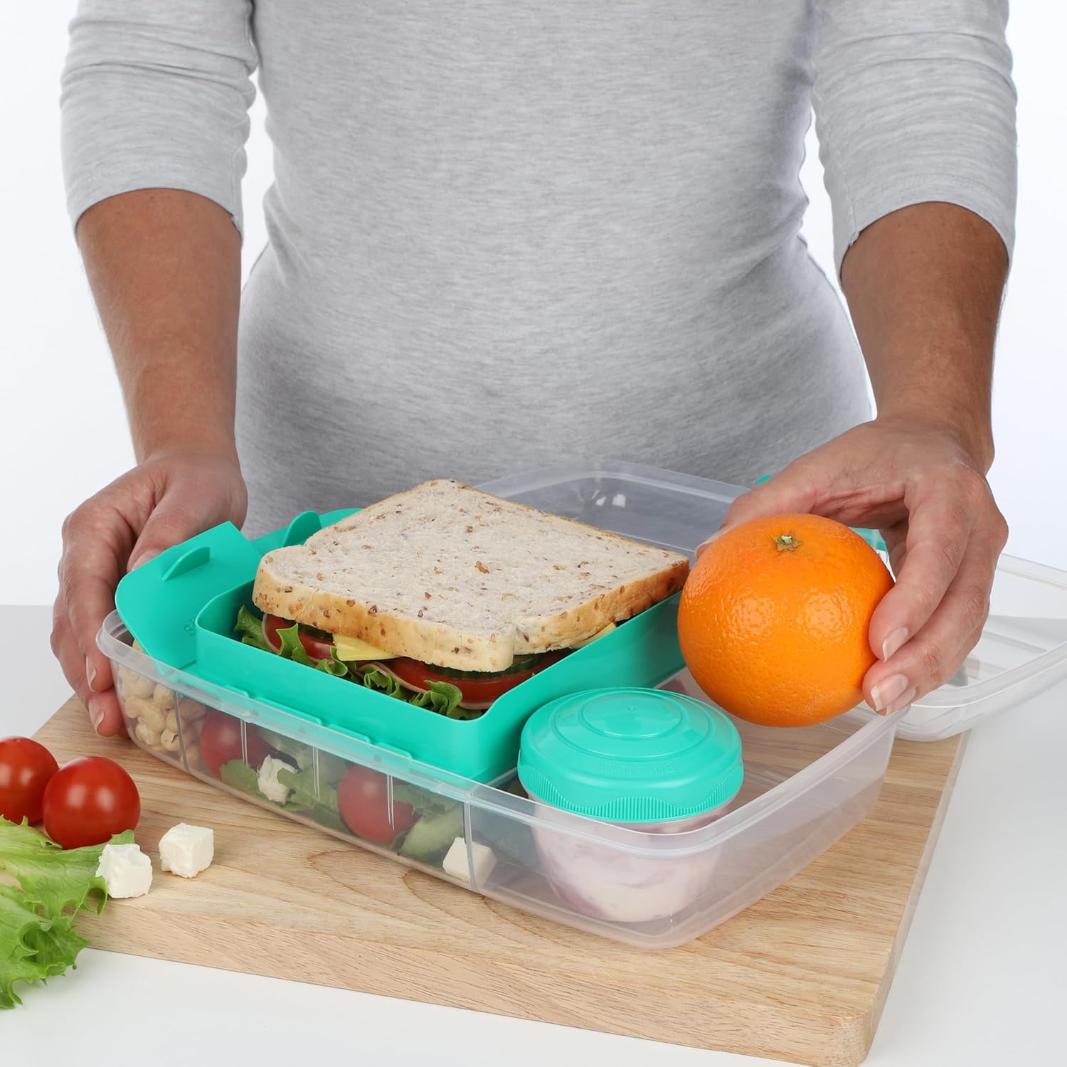 To Go Large Bento Box Plastic Lunch Container with Locking Clips for ...