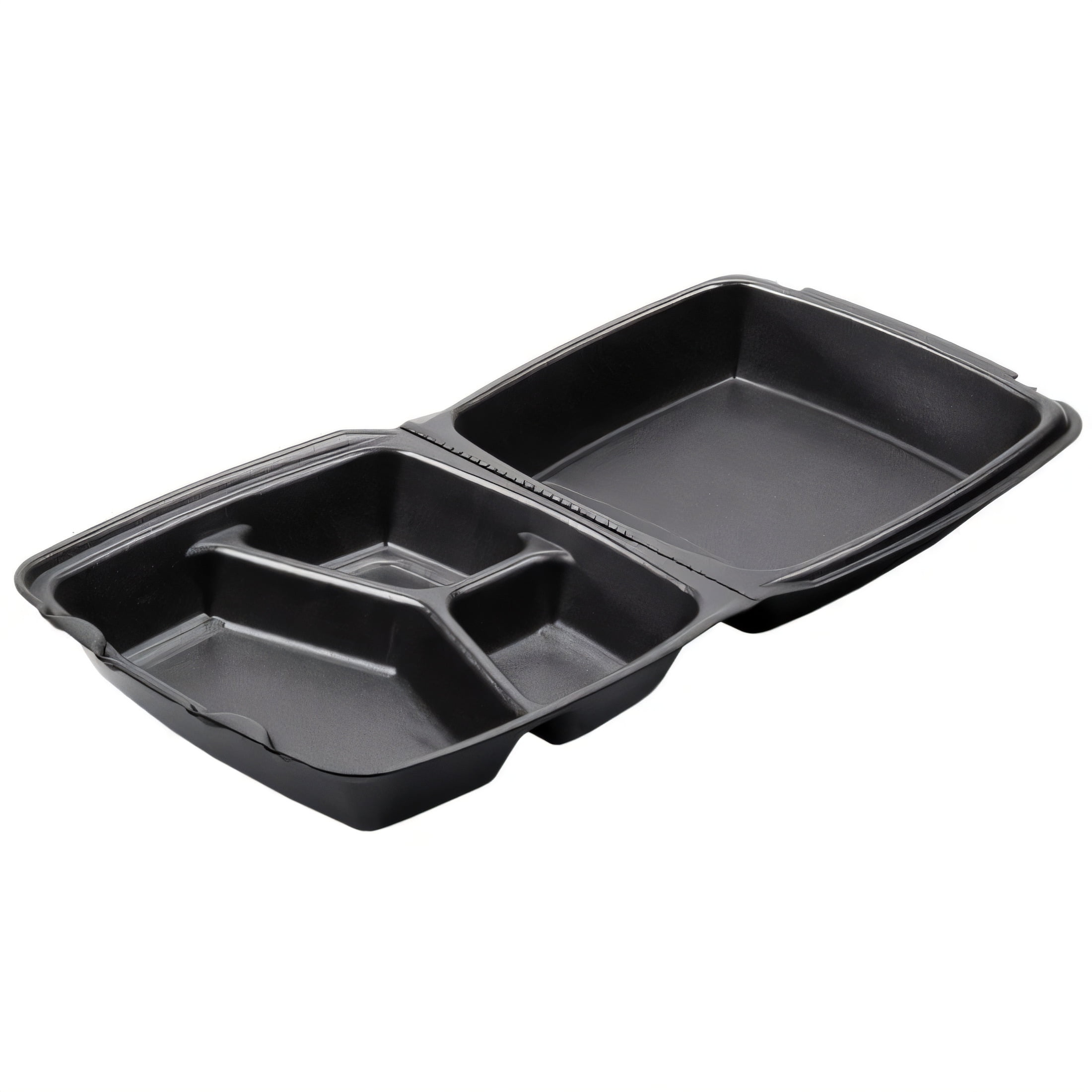 To Go Packaging 8" X 8" 3-compartment Foam Hinged Container Black - 100/sleeve - Walmart.com